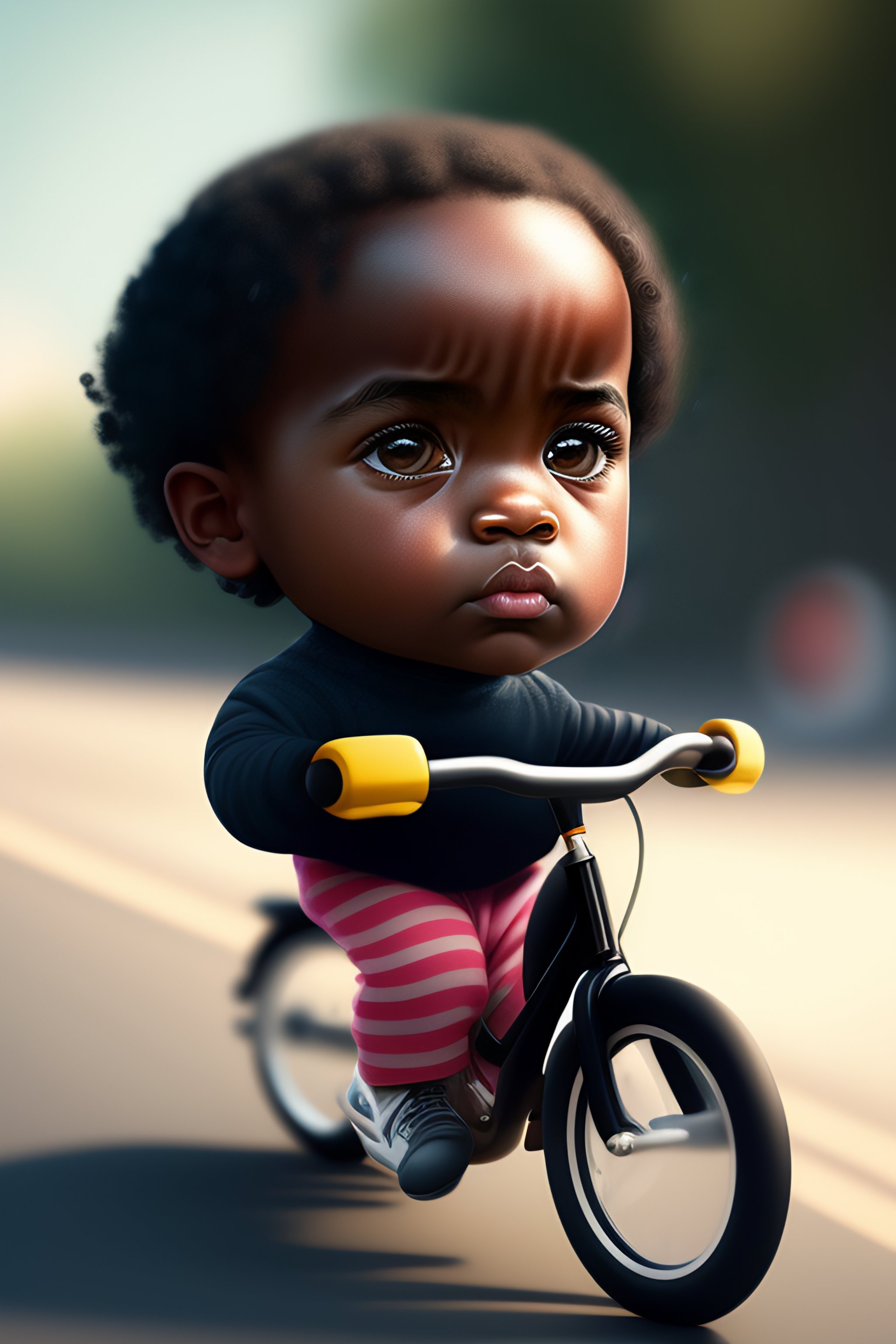 Lexica - Big head child, wide black eyes, short straight black hair ...