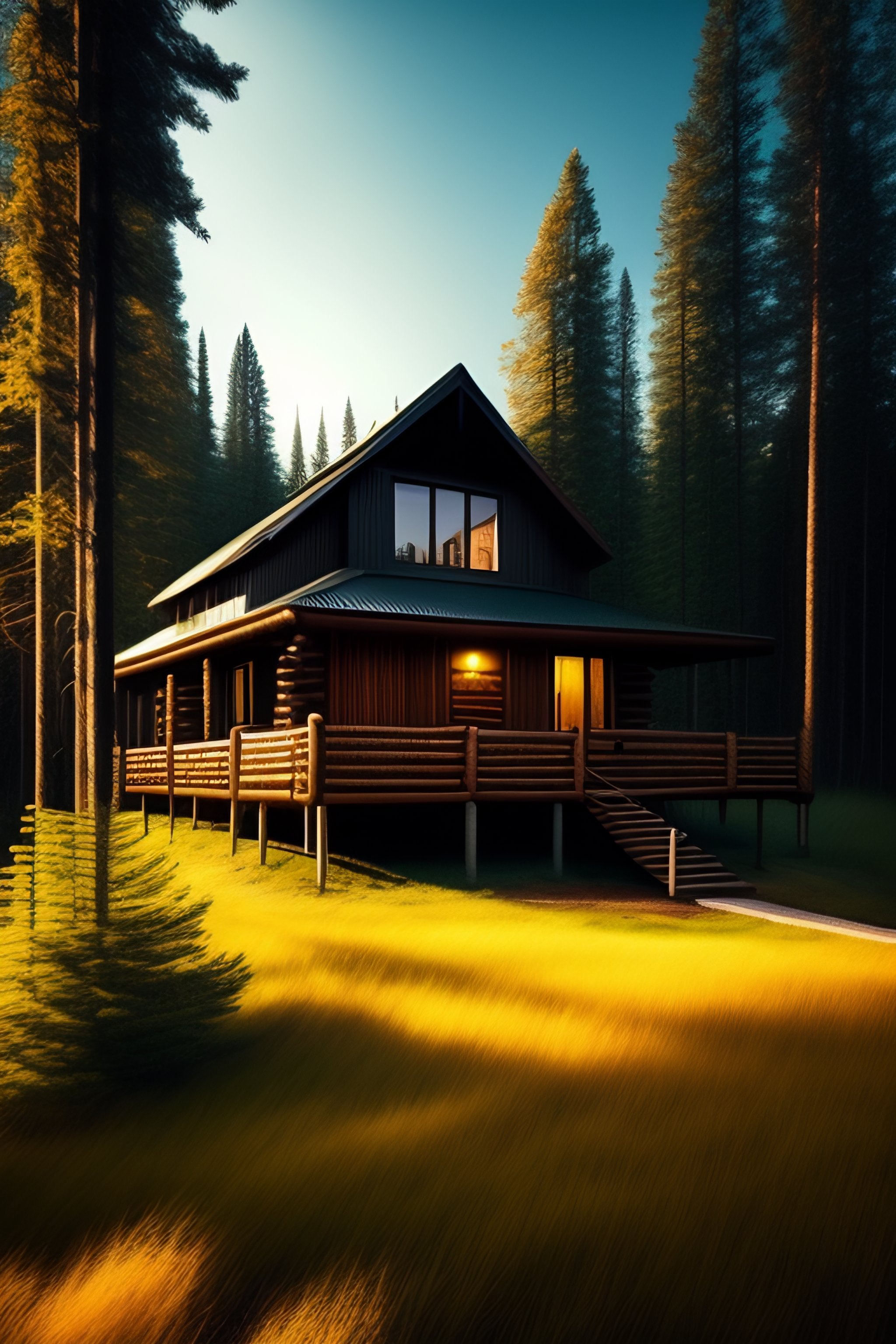 Lexica - Cabin in the woods in the style of pablo picaco