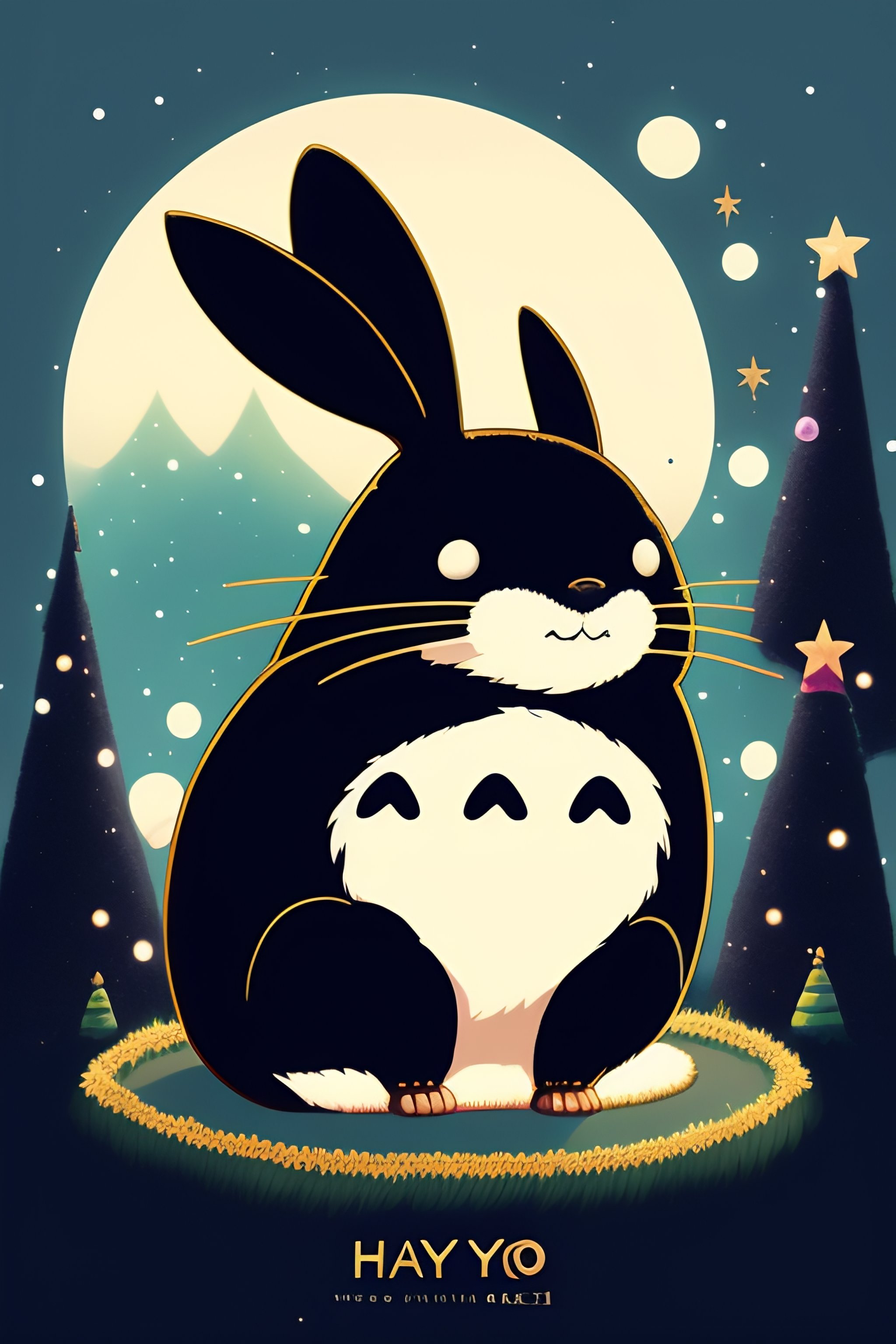Lexica - Black rabbit in the style of the anime "My neighbor Totoro ...