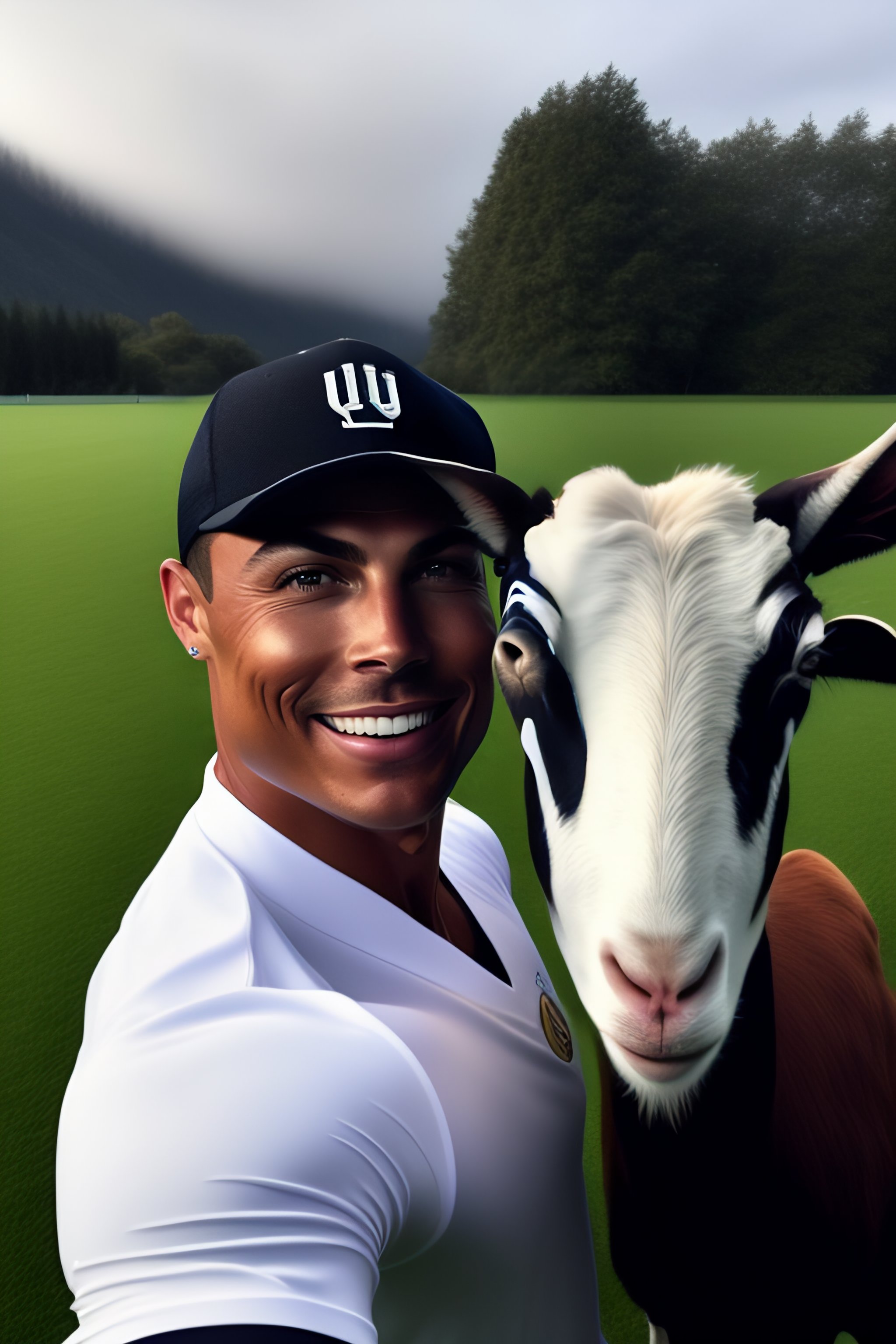 Lexica - Ronaldo taking a Selfie with a goat hyper realistic