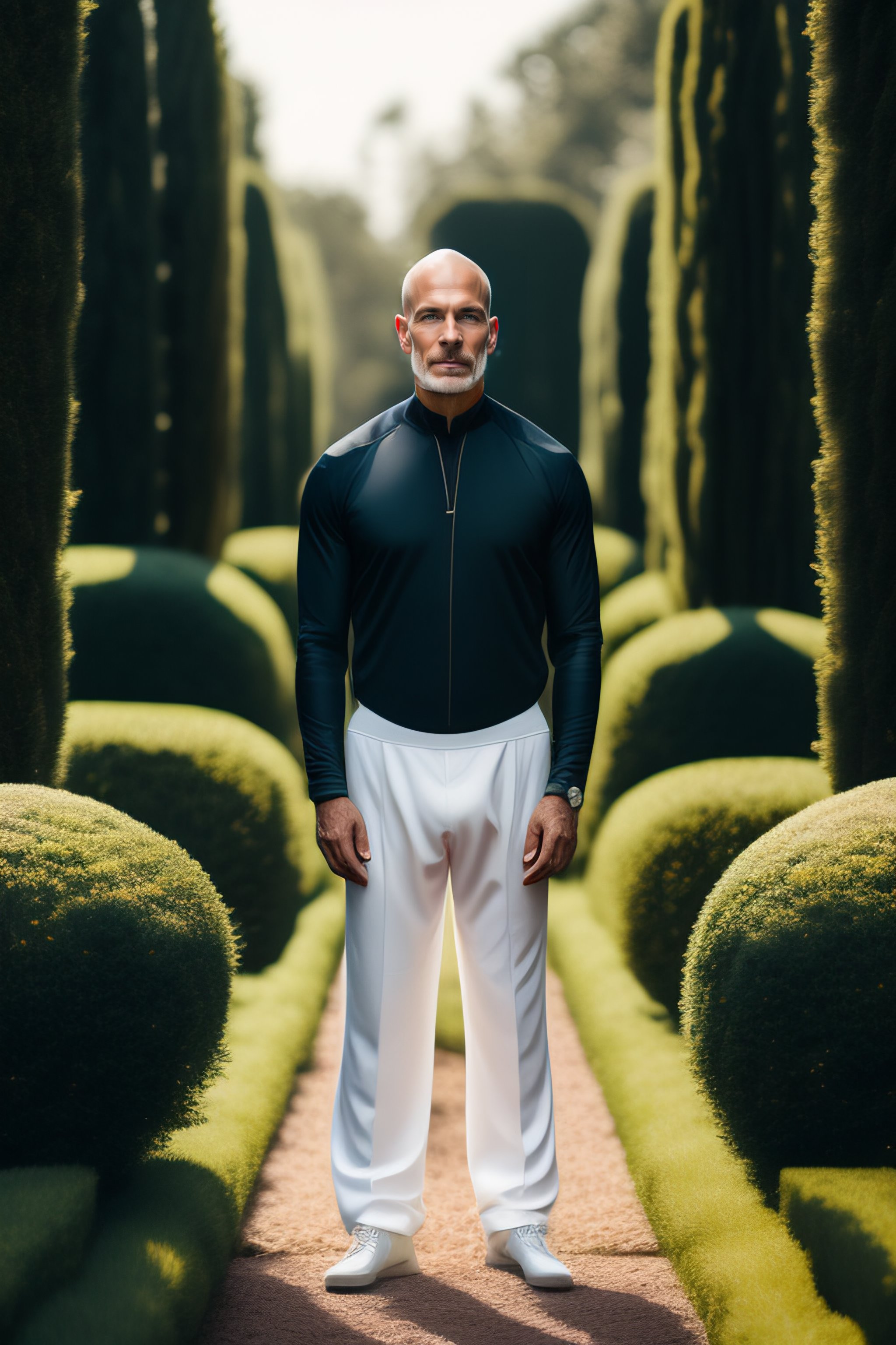 Lexica - White bald man standing yoga pose in a garden, ultra hd ...