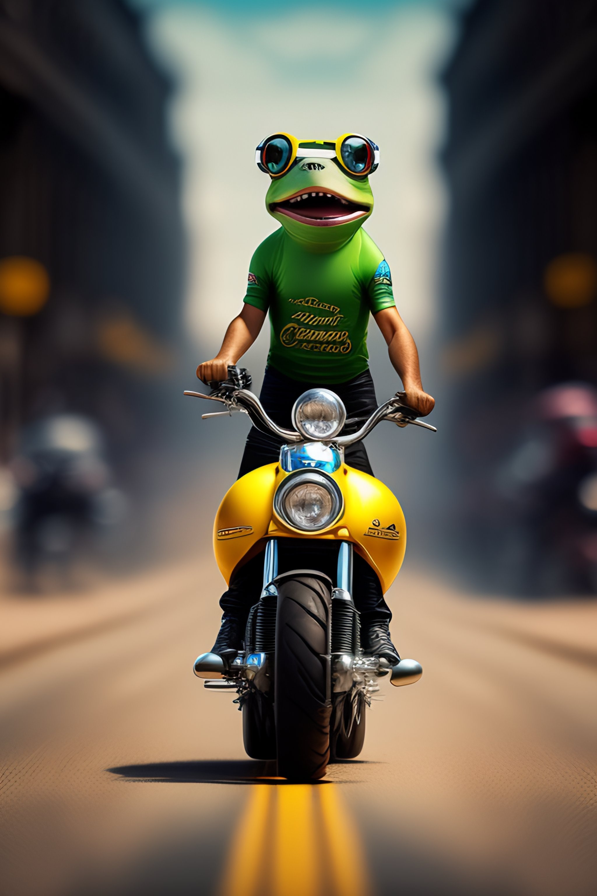 Lexica - Crazy frog, on one wheel, motorcycle, dead