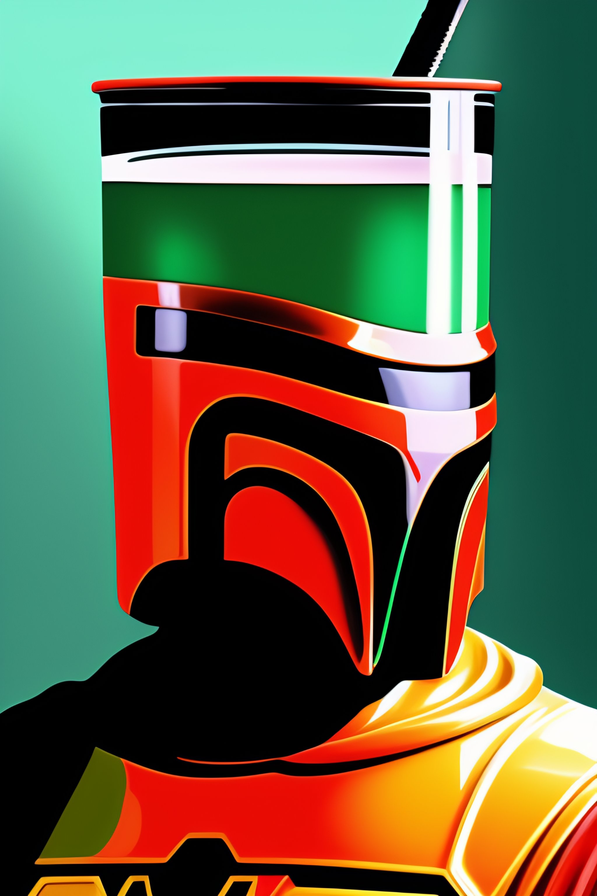 Lexica - Boba Fett swimming in pool of boba tea, 3 colour portrait