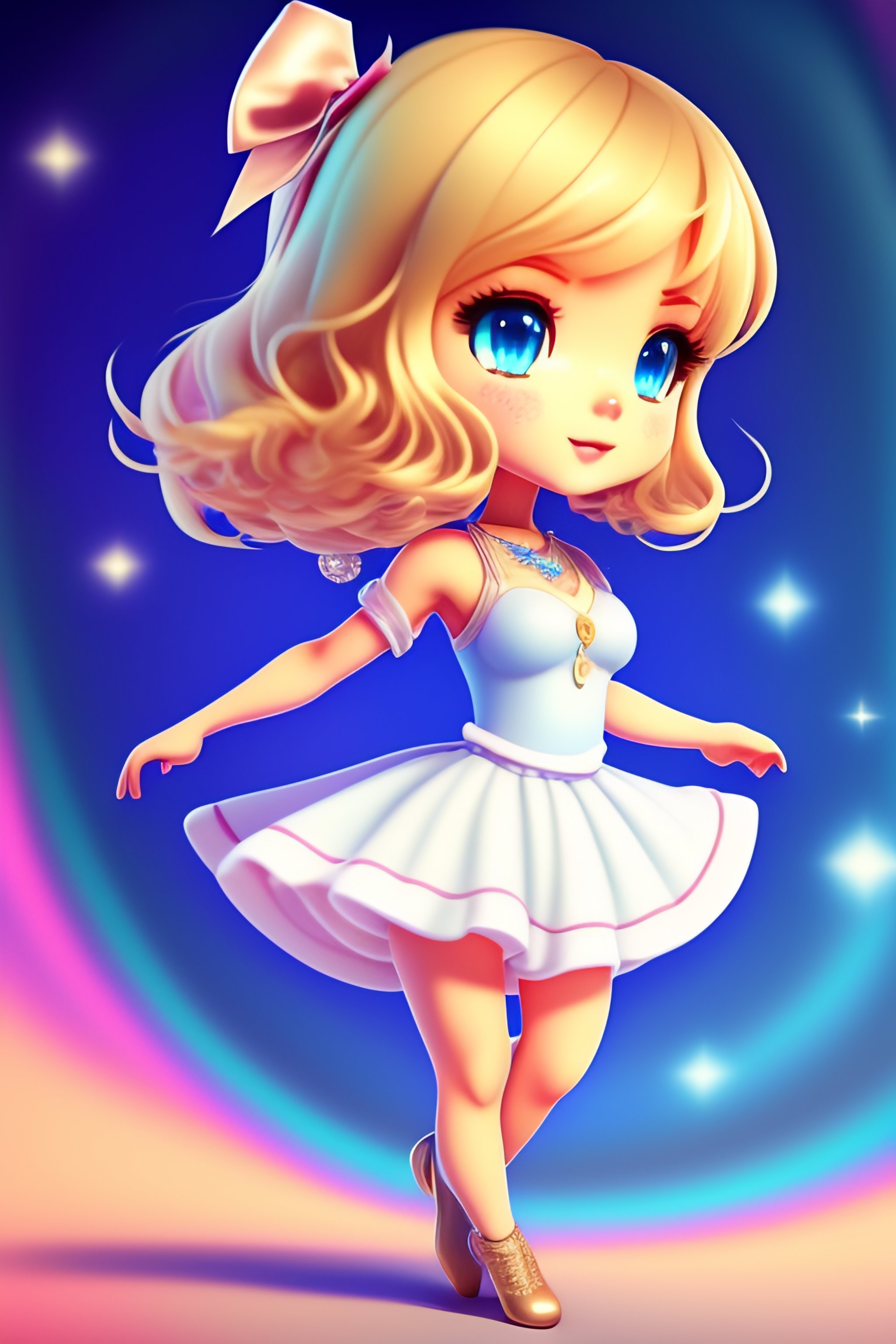 Lexica - Cute chibi blonde Young woman dancing