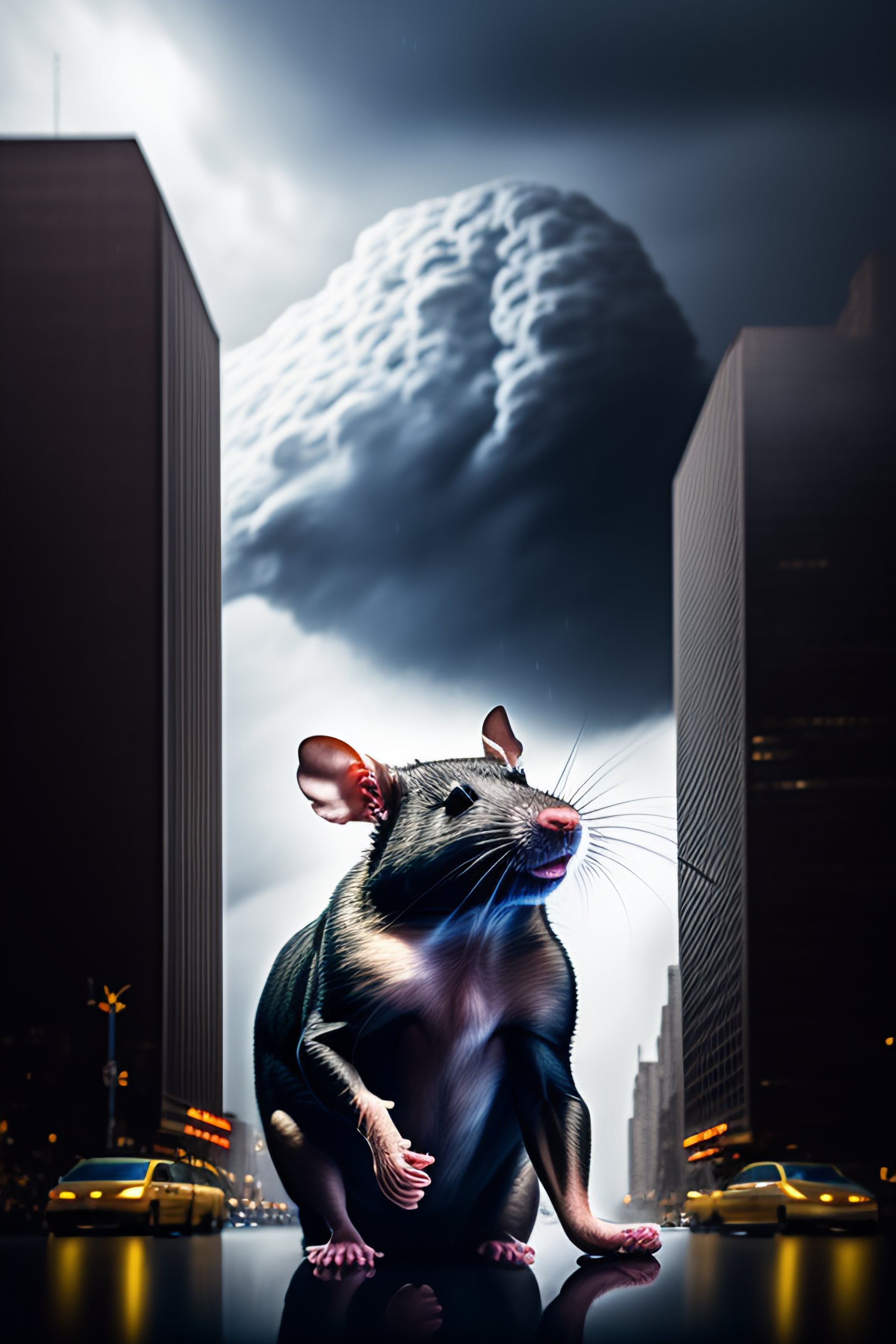 Lexica - A massive muscular humanoid rat as tall as a building, in New ...