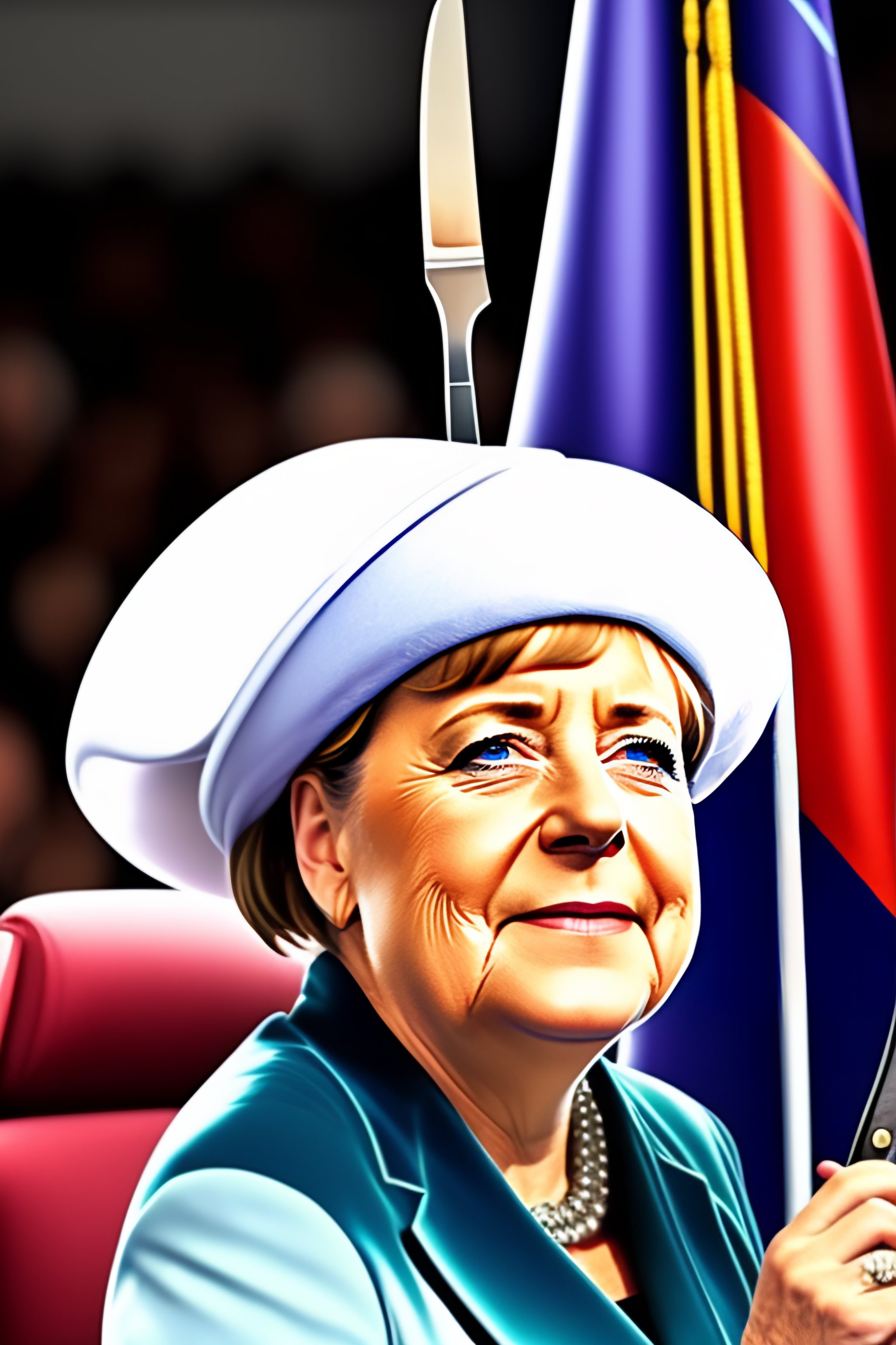 Lexica - Anime of angela merkel holding a knife crying with blood on ...