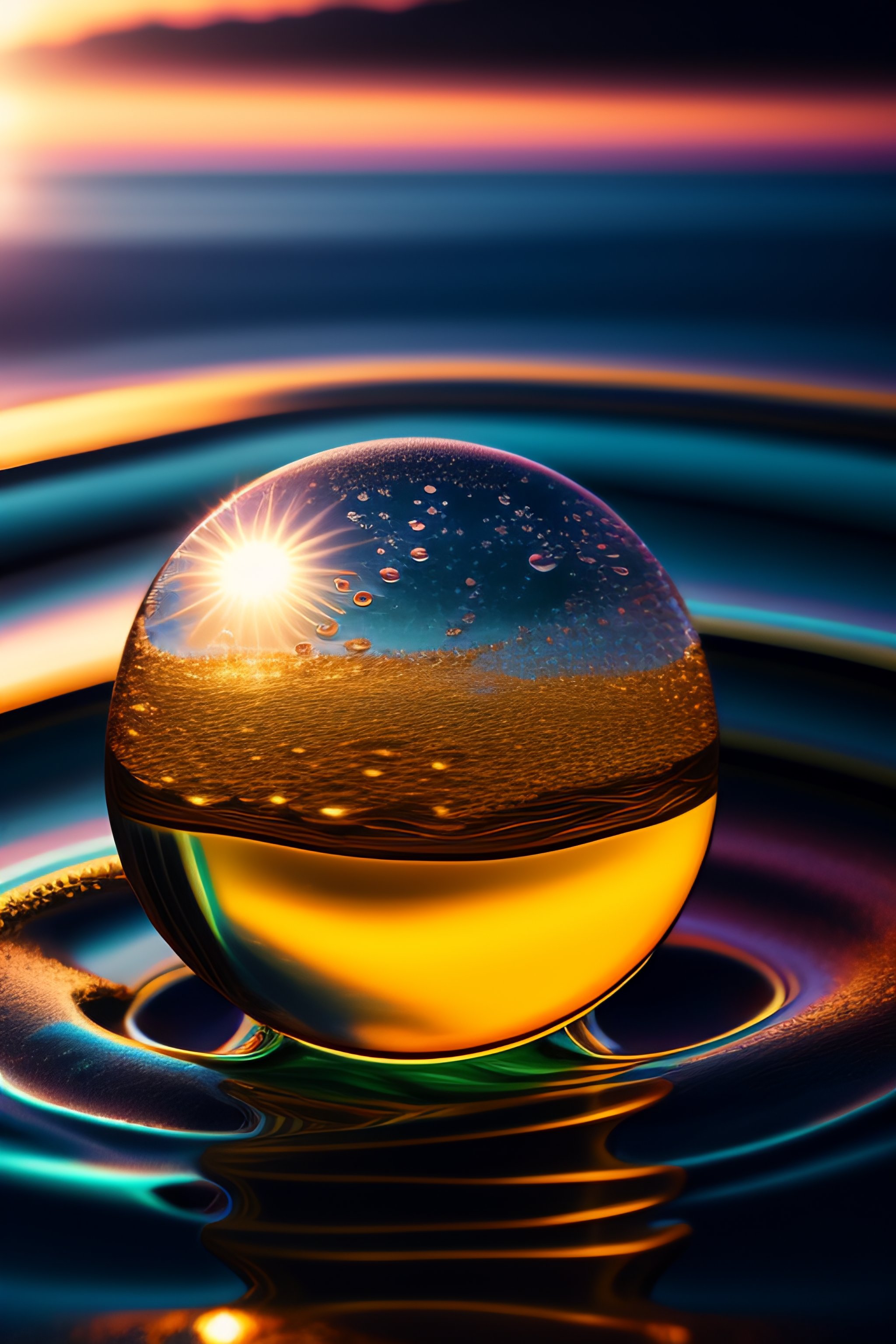 Lexica - Ball of water suspended in the air, ripples and splash on ...