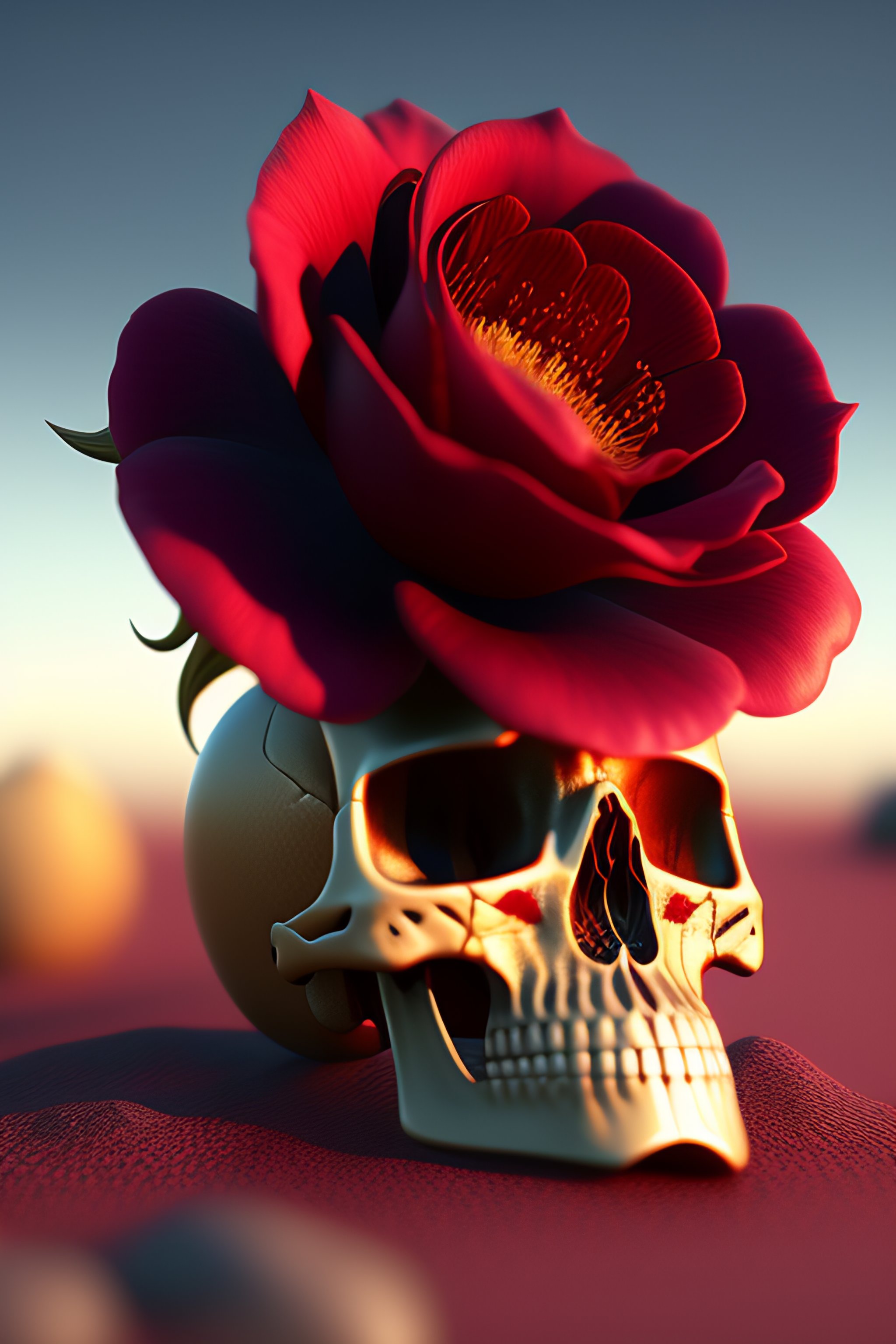 Lexica - Wild rose with skull core sharp teeth and pointed tongue cgi ...