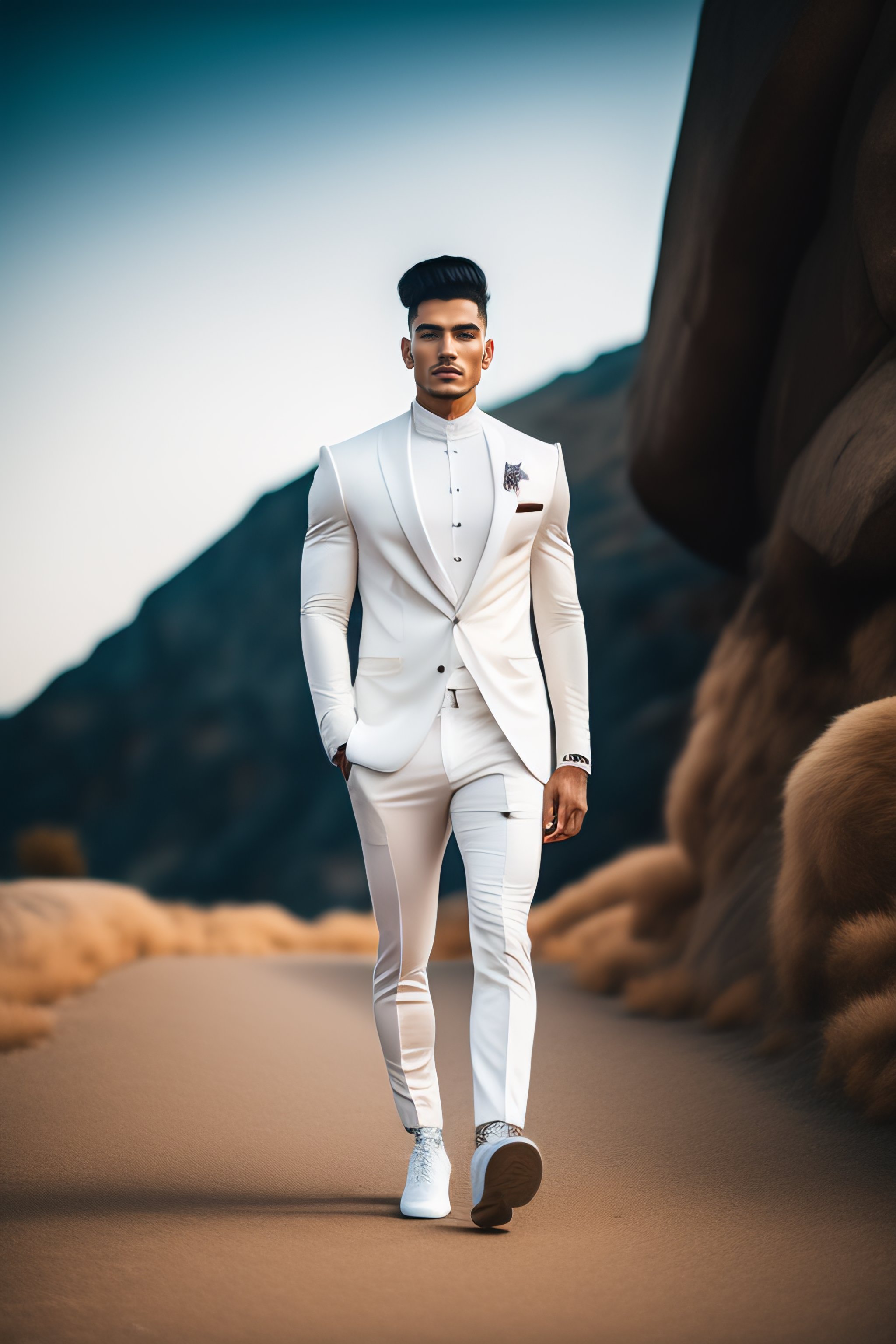 Lexica - Ultra hd! editorial, male model, white and chrome, structured ...