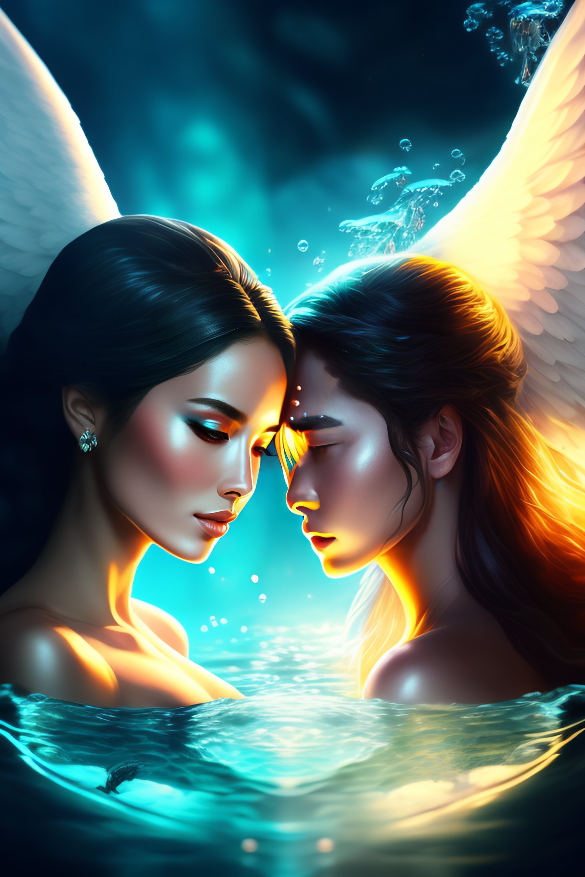 Lexica - 2 angels fighting under the water in a leagues of legends ...