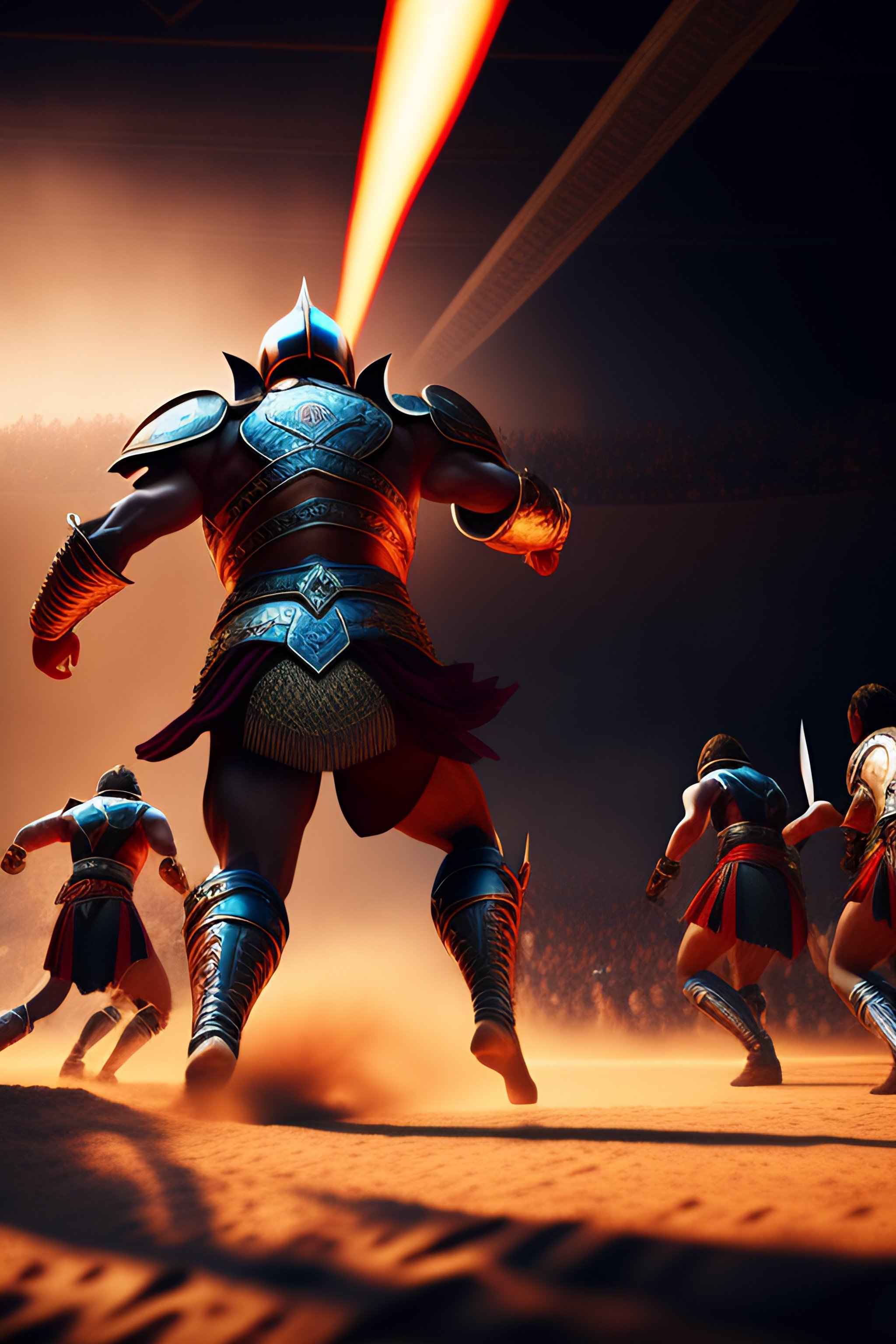 Lexica - Action shot of Gladiator fighting in an arena, cinematic ...