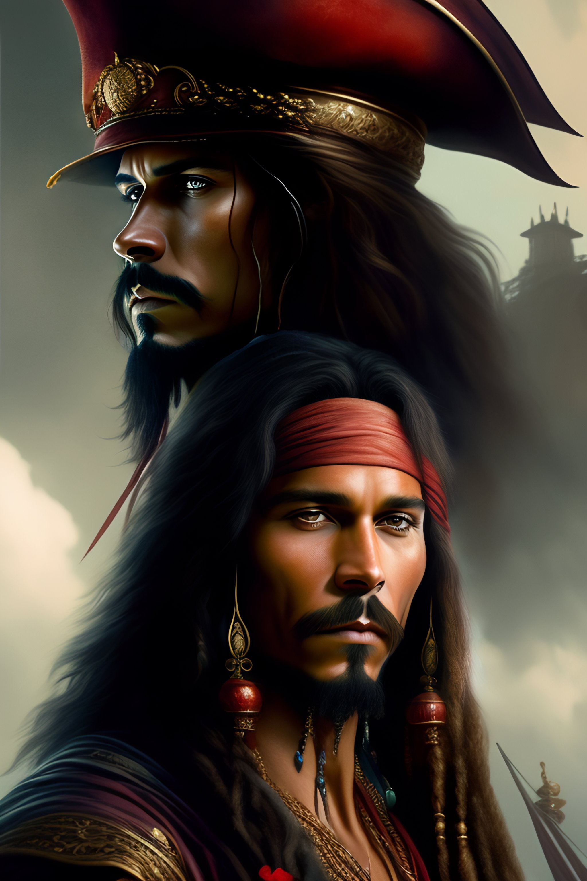 Lexica - A beautiful painting portrait movie poster of Jack Sparrow ...