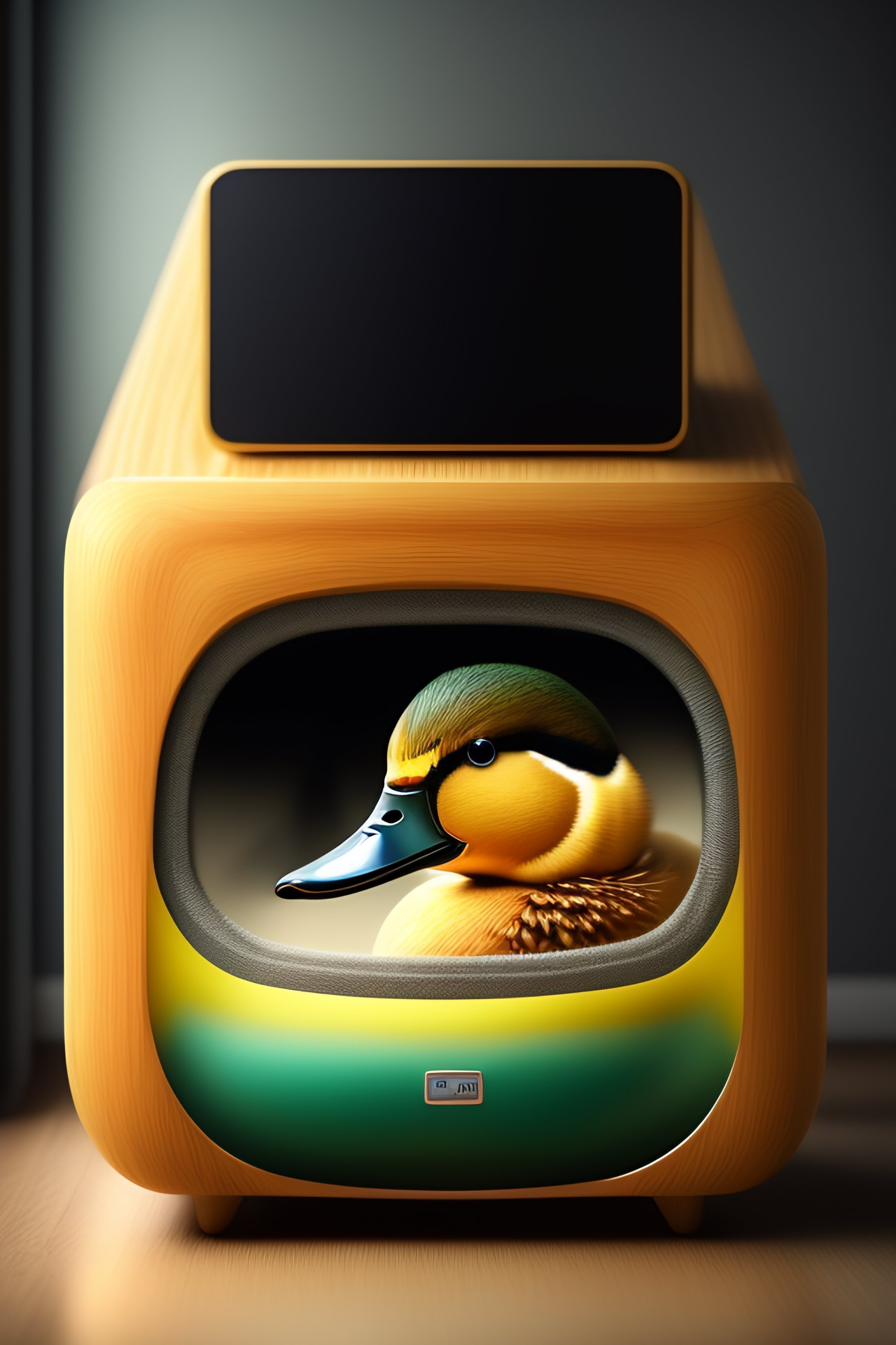 Lexica - Television with duck feather and the screen is in the ducks ...