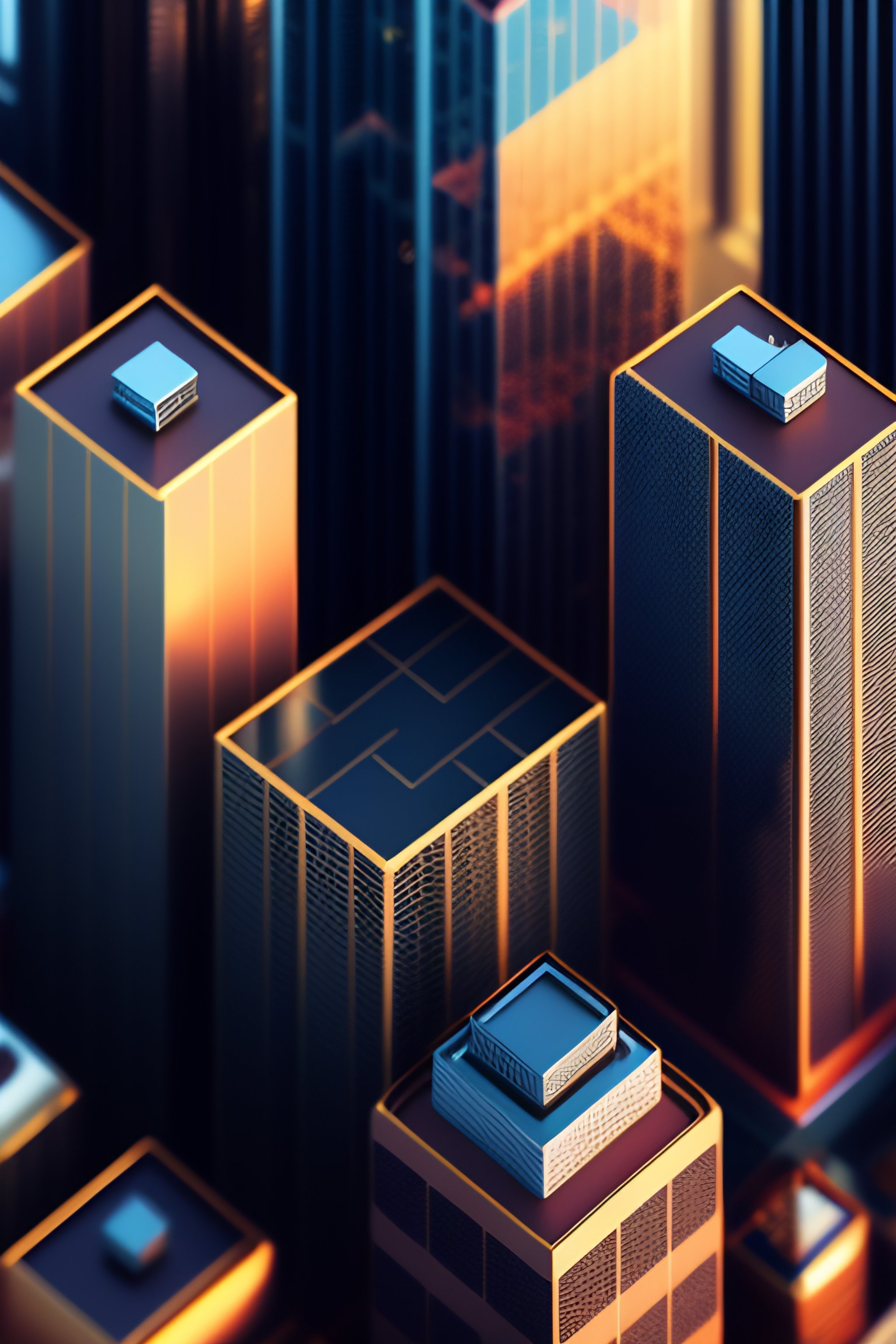 Lexica - 3d New York style skyscrapers, chaotic isometric octane render