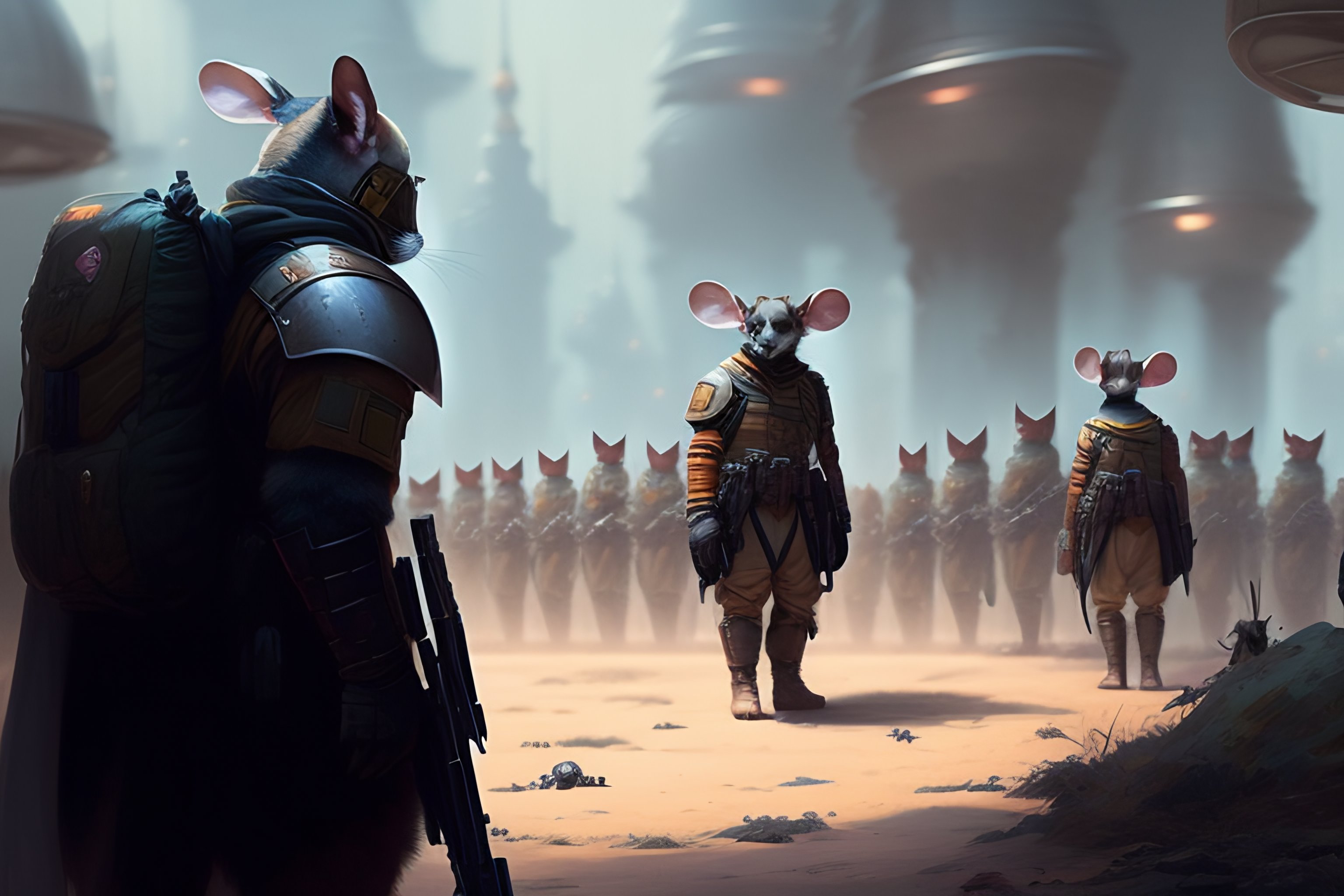 Lexica - An army of humanized mouse soldiers, art by greg rutkowski ...