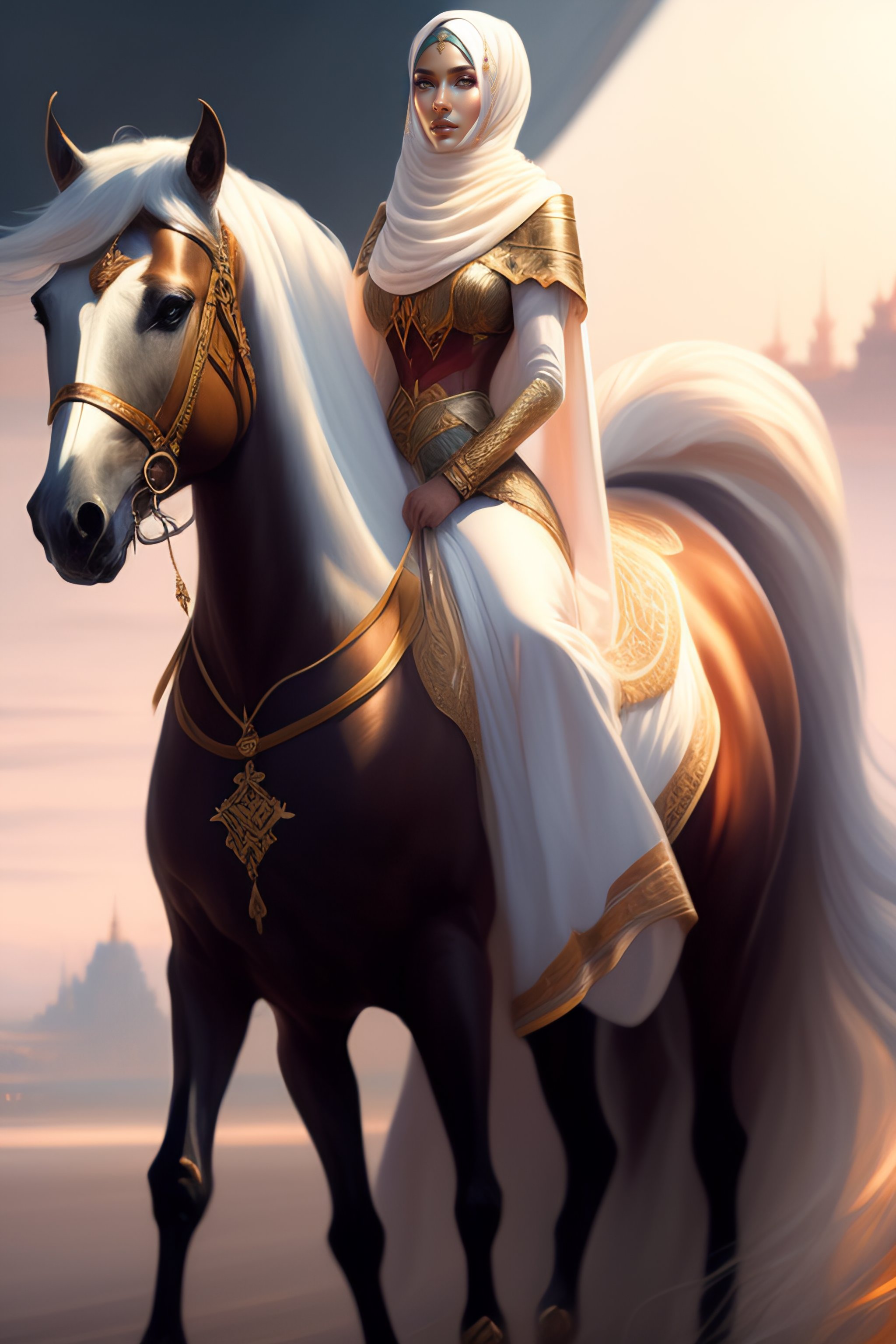 Lexica - Full body rising queen wearing hijab by stanley artgerm lau ...