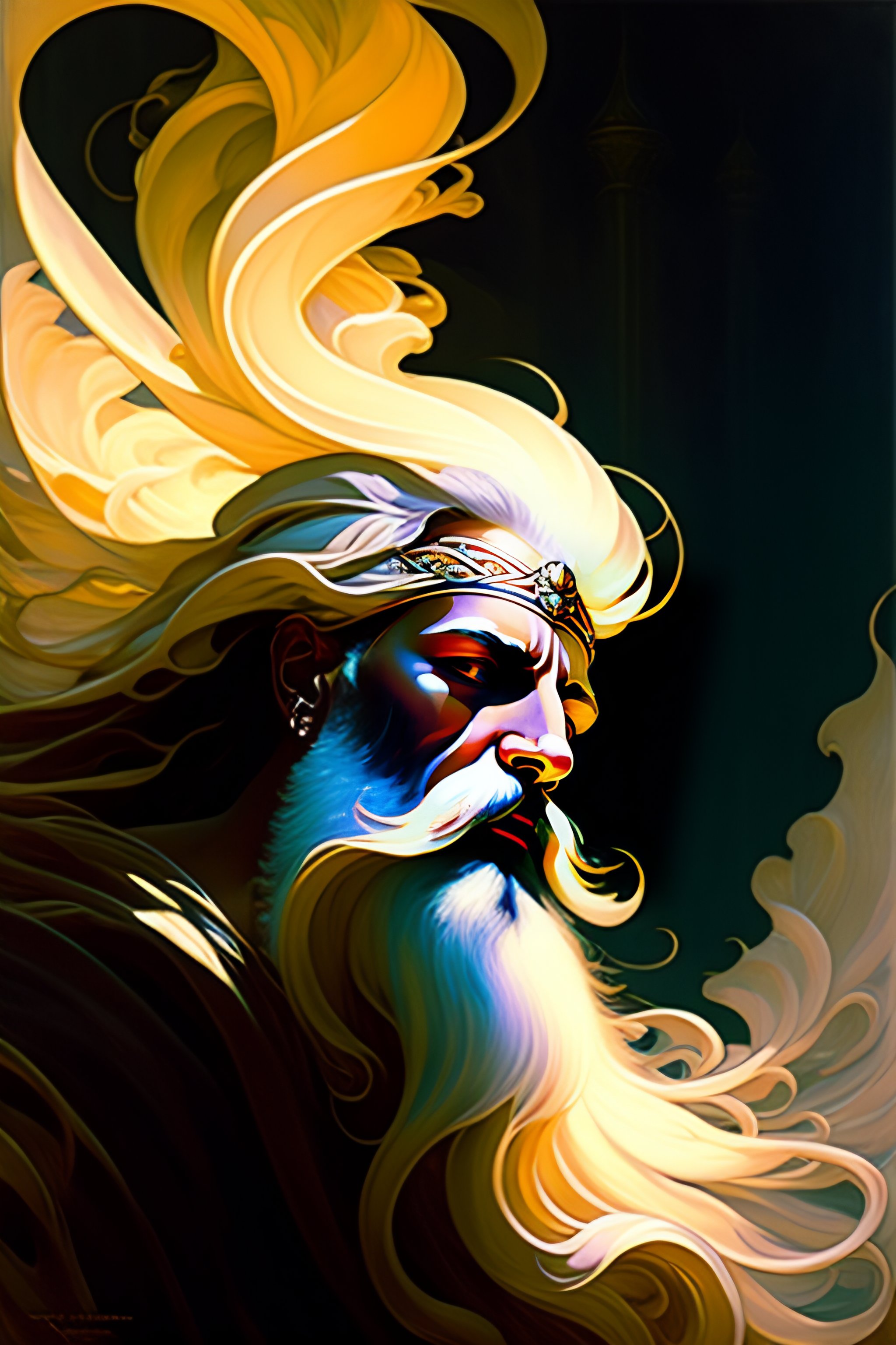 Lexica - Fury of god, Angry face bearded Old Testament God, windy hands ...