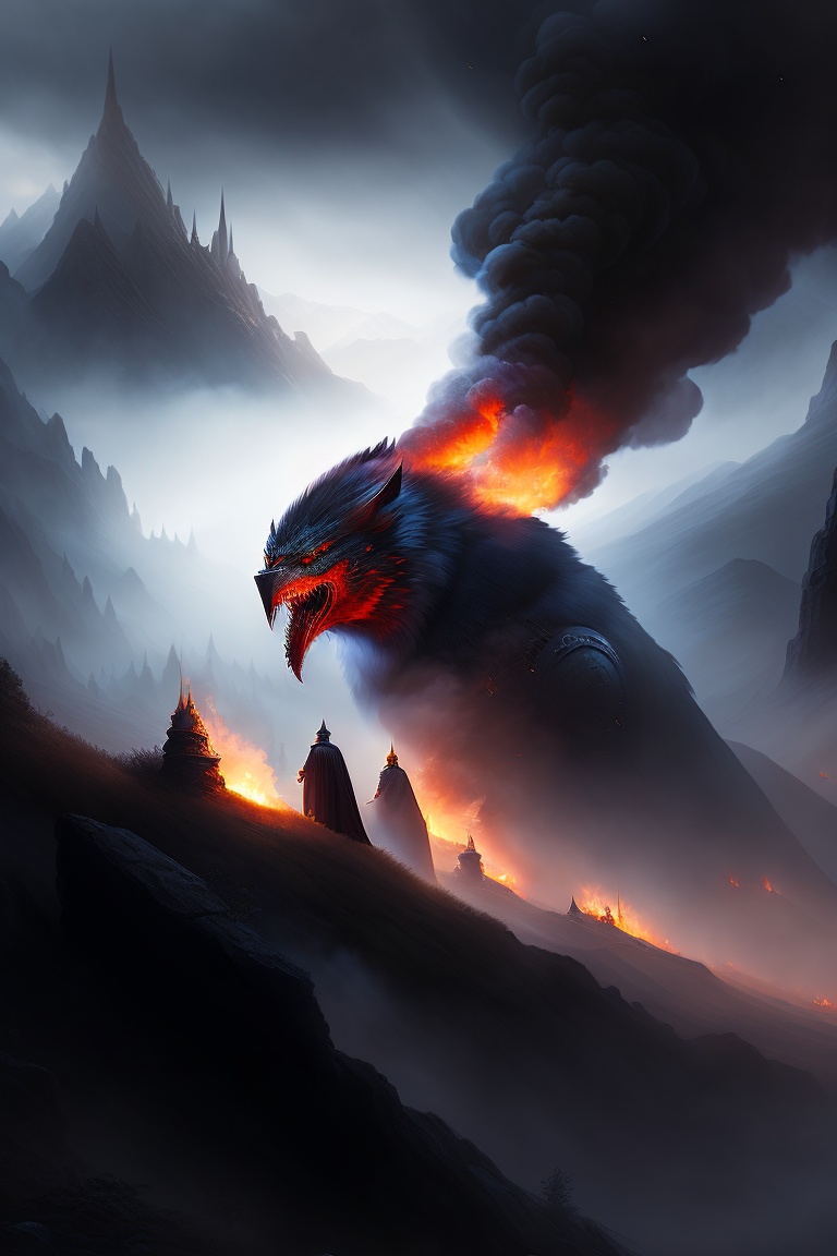 Lexica - An army of balrogs in the back, on the Mordor mountains, Black ...