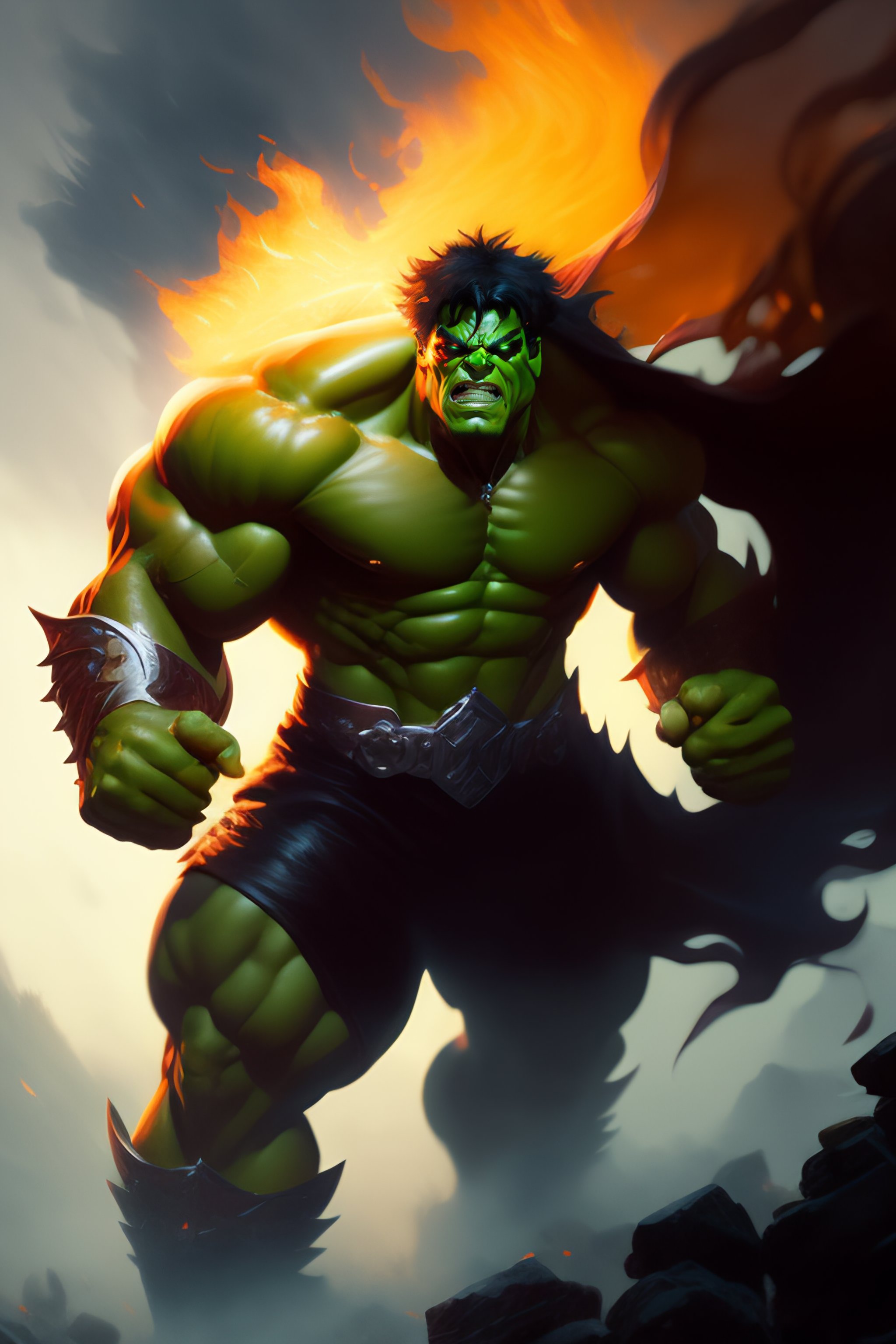 Lexica - Hulk on fire greg rutkowski