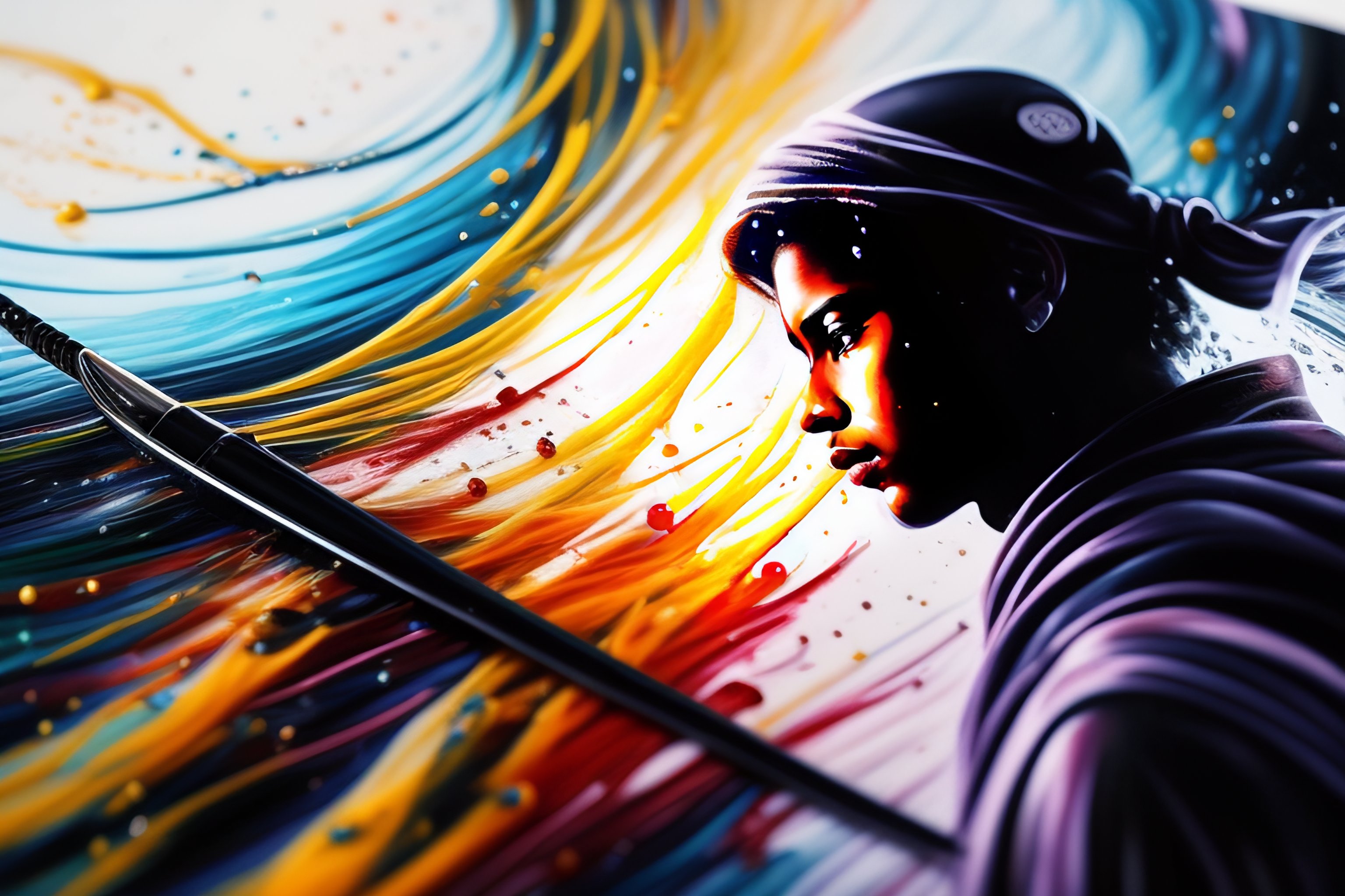 Lexica - Scribble art next to the paper and paints splashing on the ...
