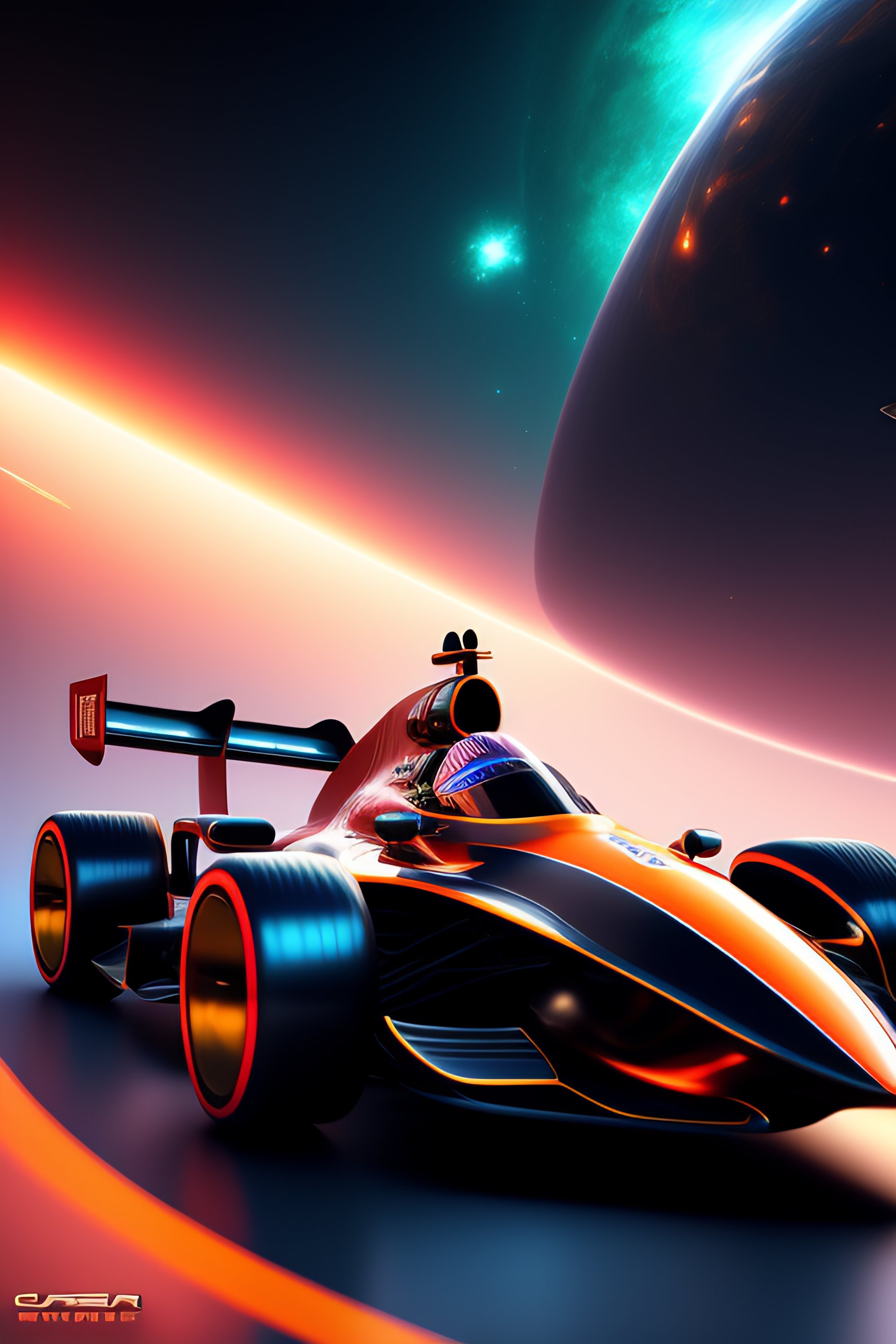 Lexica - Highly detailed futuristic f1 cars racing around planets in ...