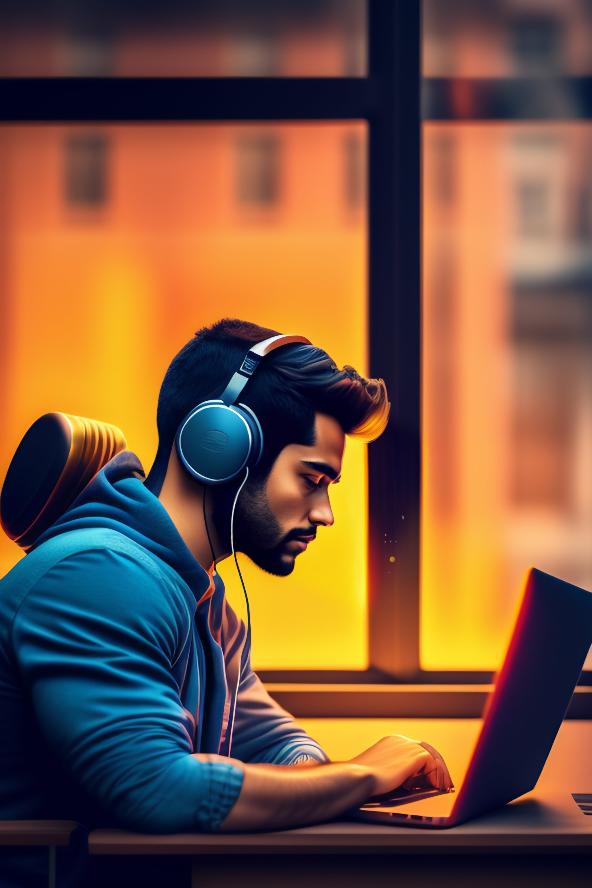 Lexica - Coder sitting in front of his laptop with his bi headphones on ...