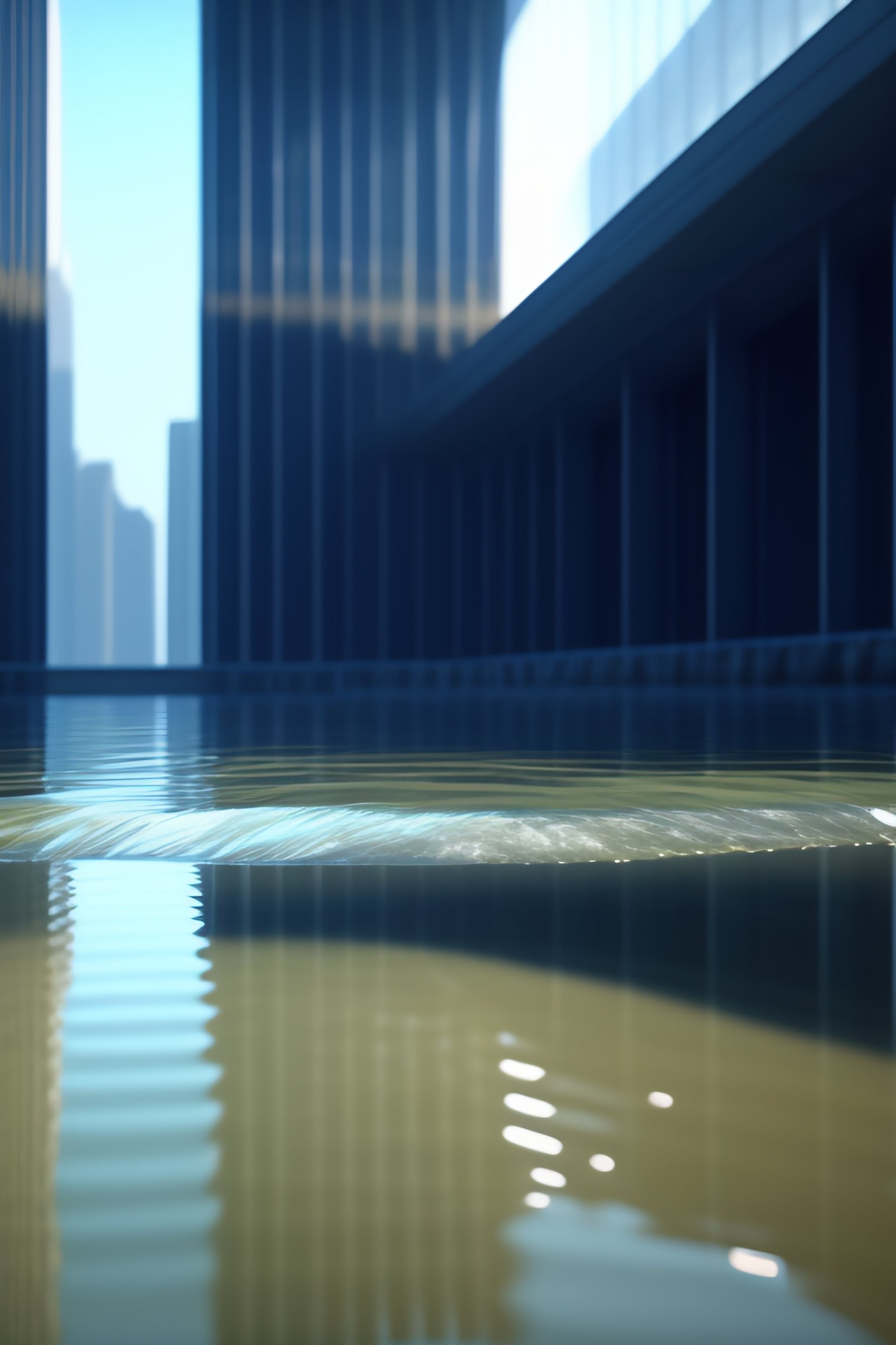 Lexica - Dam cracked, clear blue water flooding, flooded office ...