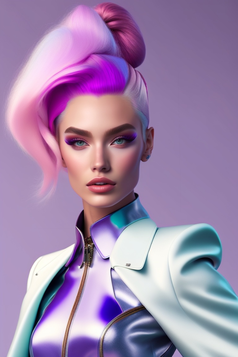Lexica - A high fashion model with light purple pastel color hair. high ...