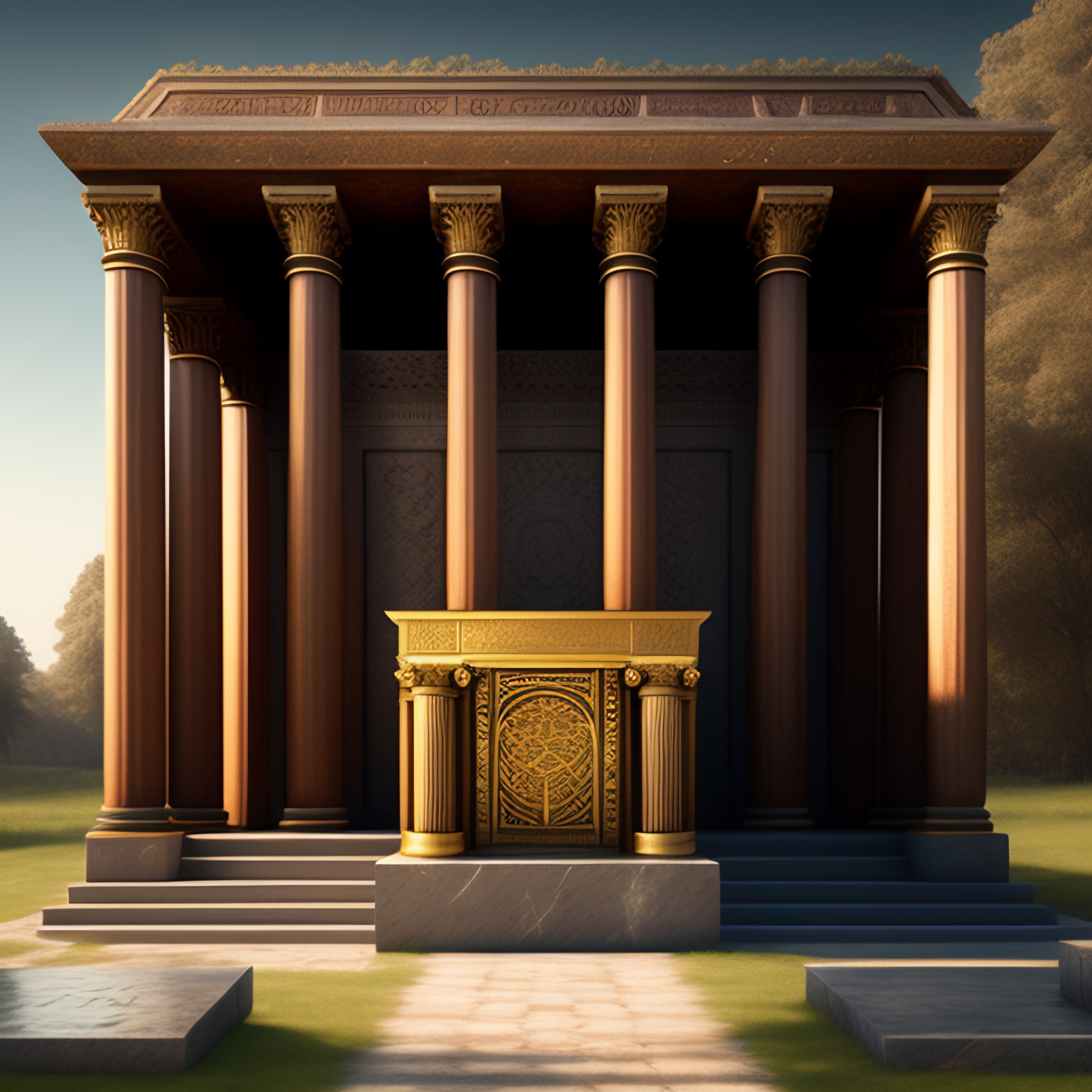 Lexica - Realistic photo of an ancient roman mausoleum, full of gold ...