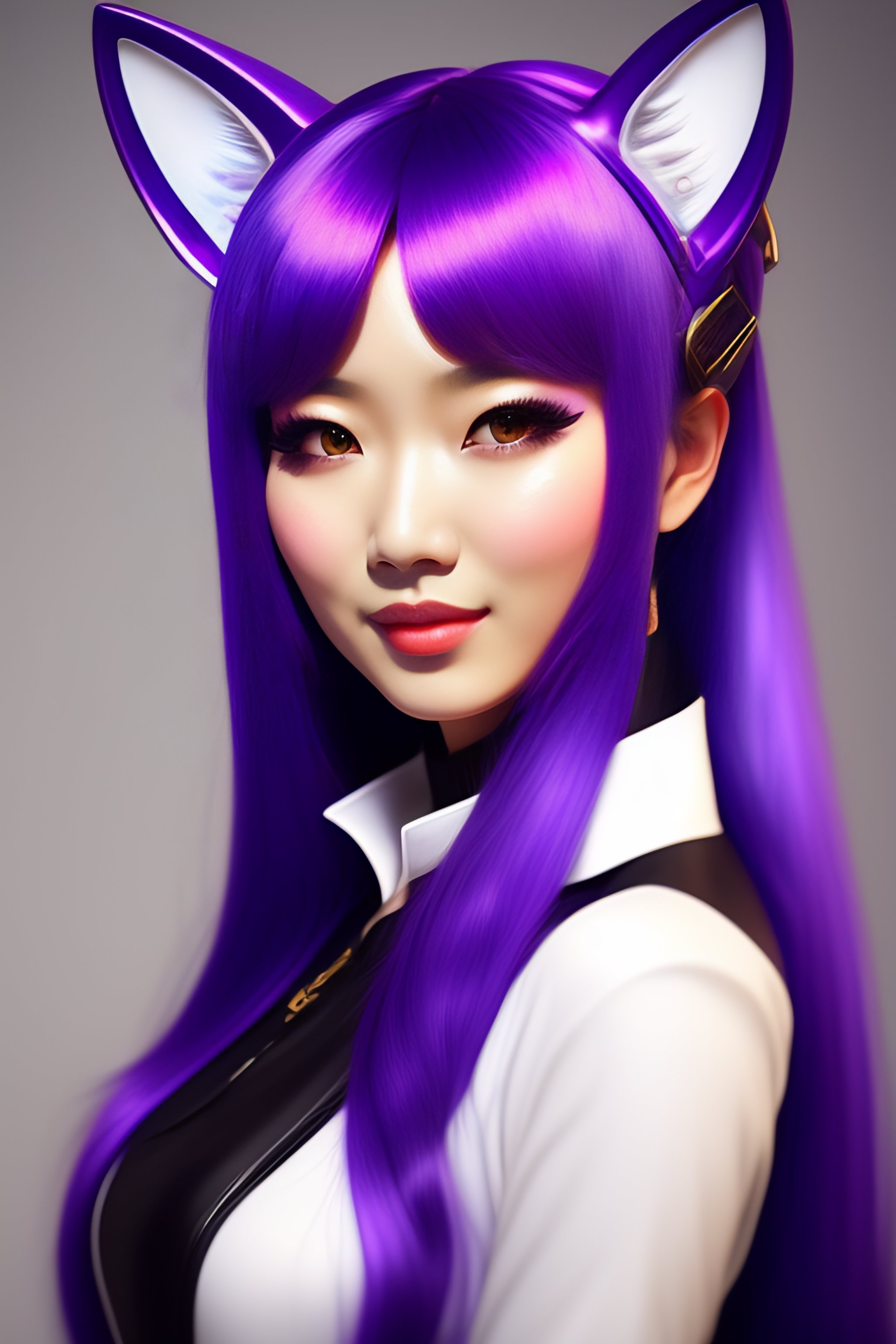 Lexica - Purple cat girl profile picture, anime style, cat ears
