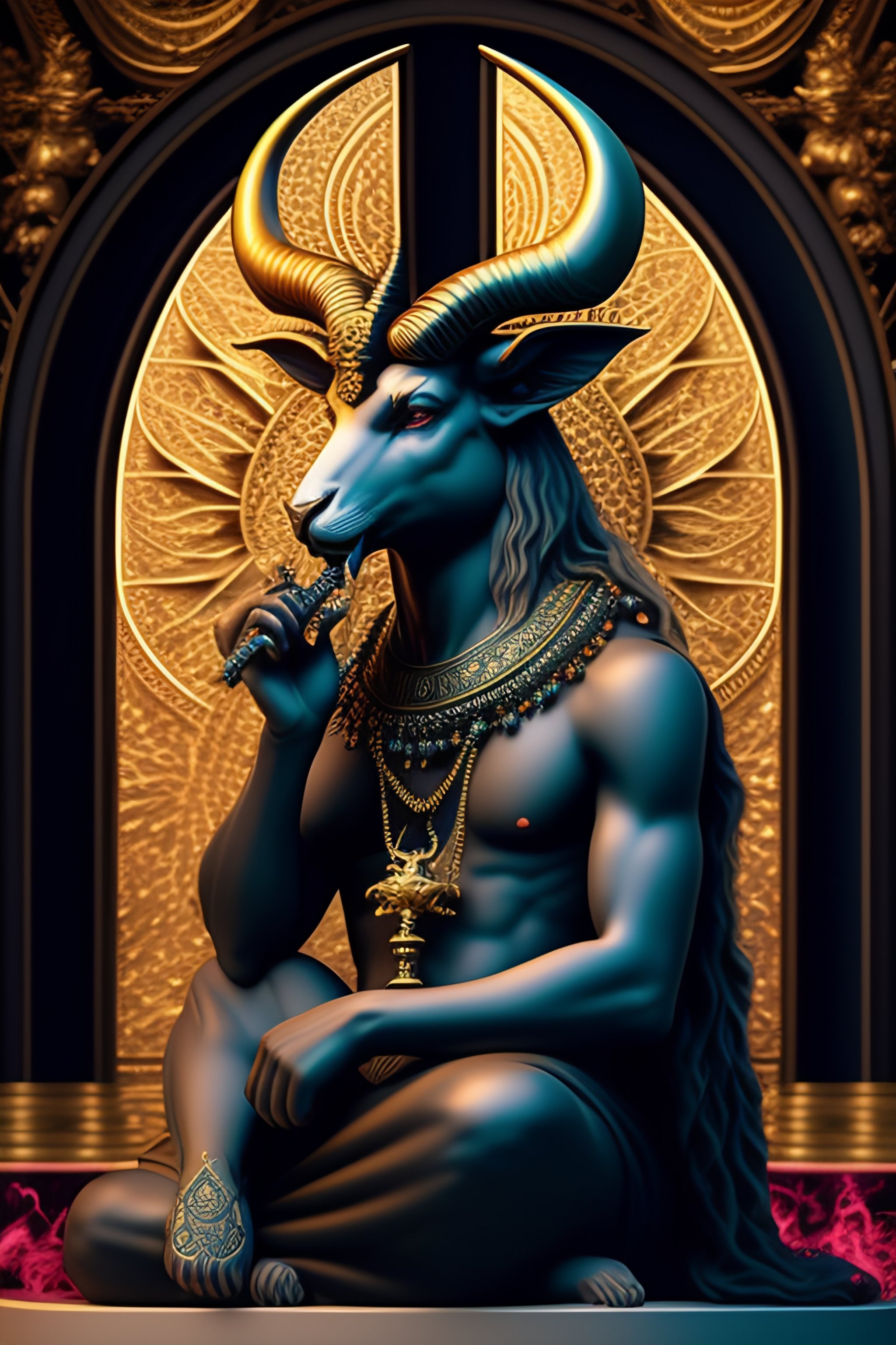 Lexica - Portrait of the satanic devil baphomet smoking a big joint of ...