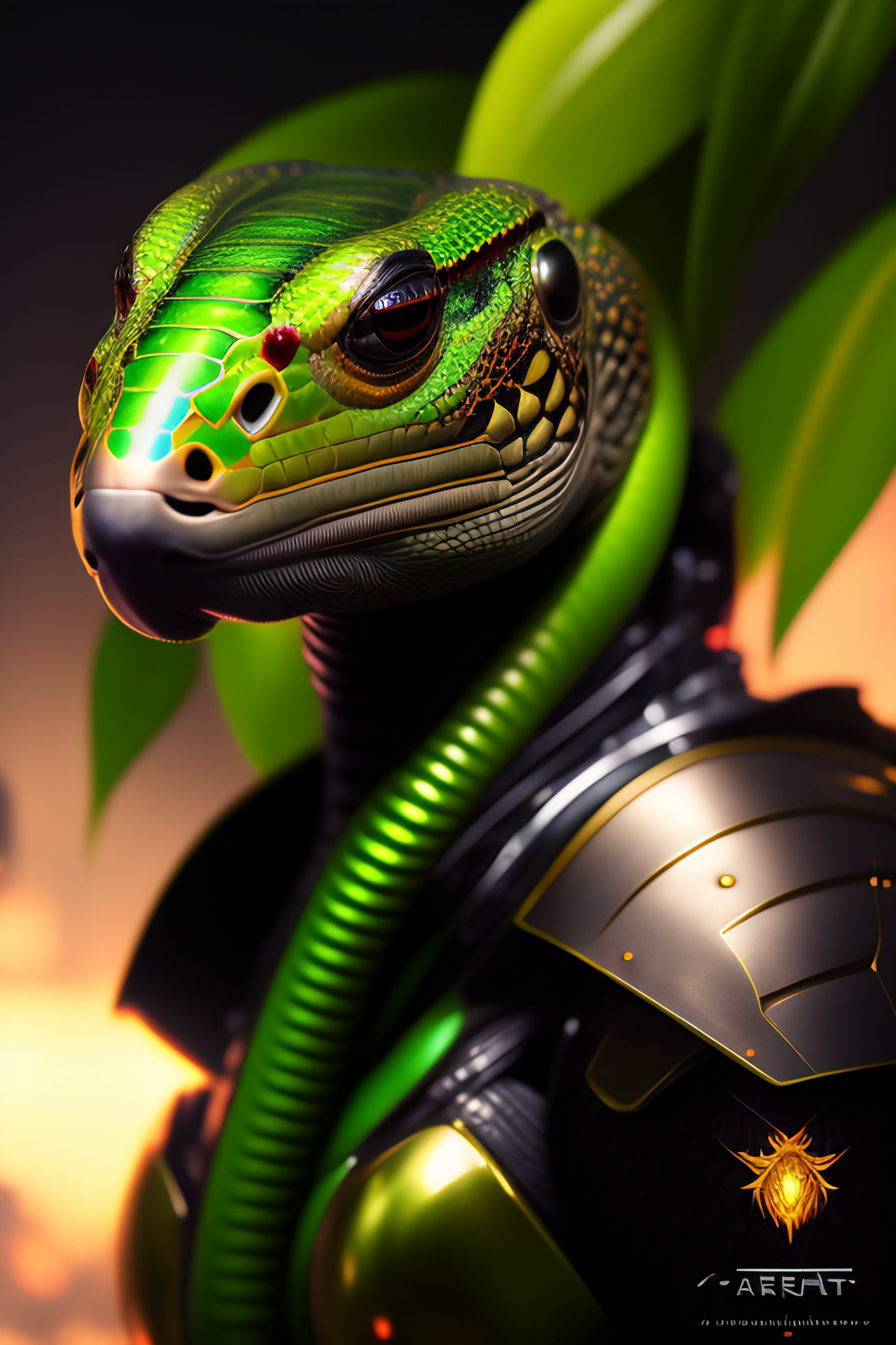 Lexica - Portrait of a cybernetic green snake a spiritual full body ...