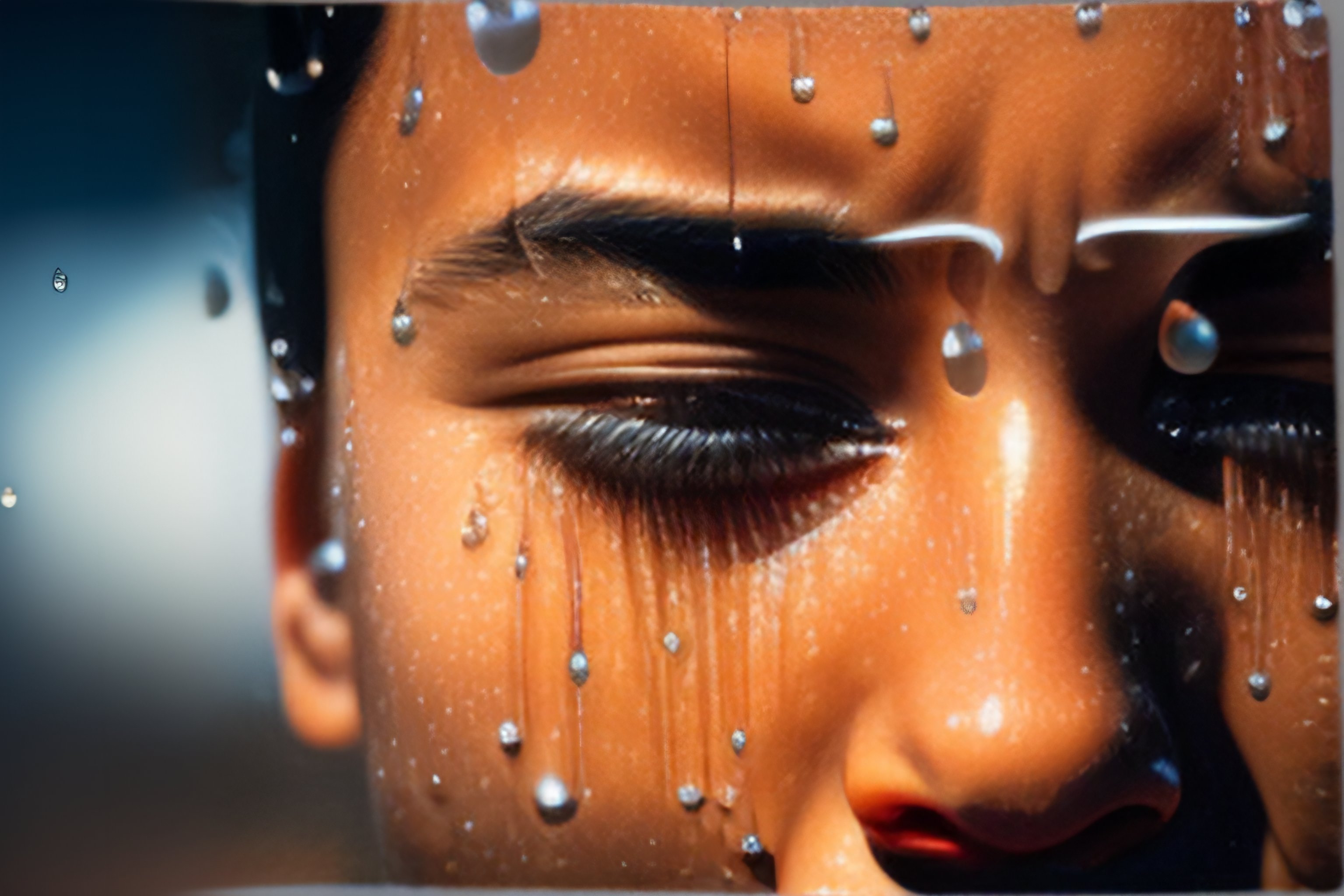 Lexica - A crying face made out of sweat droplets