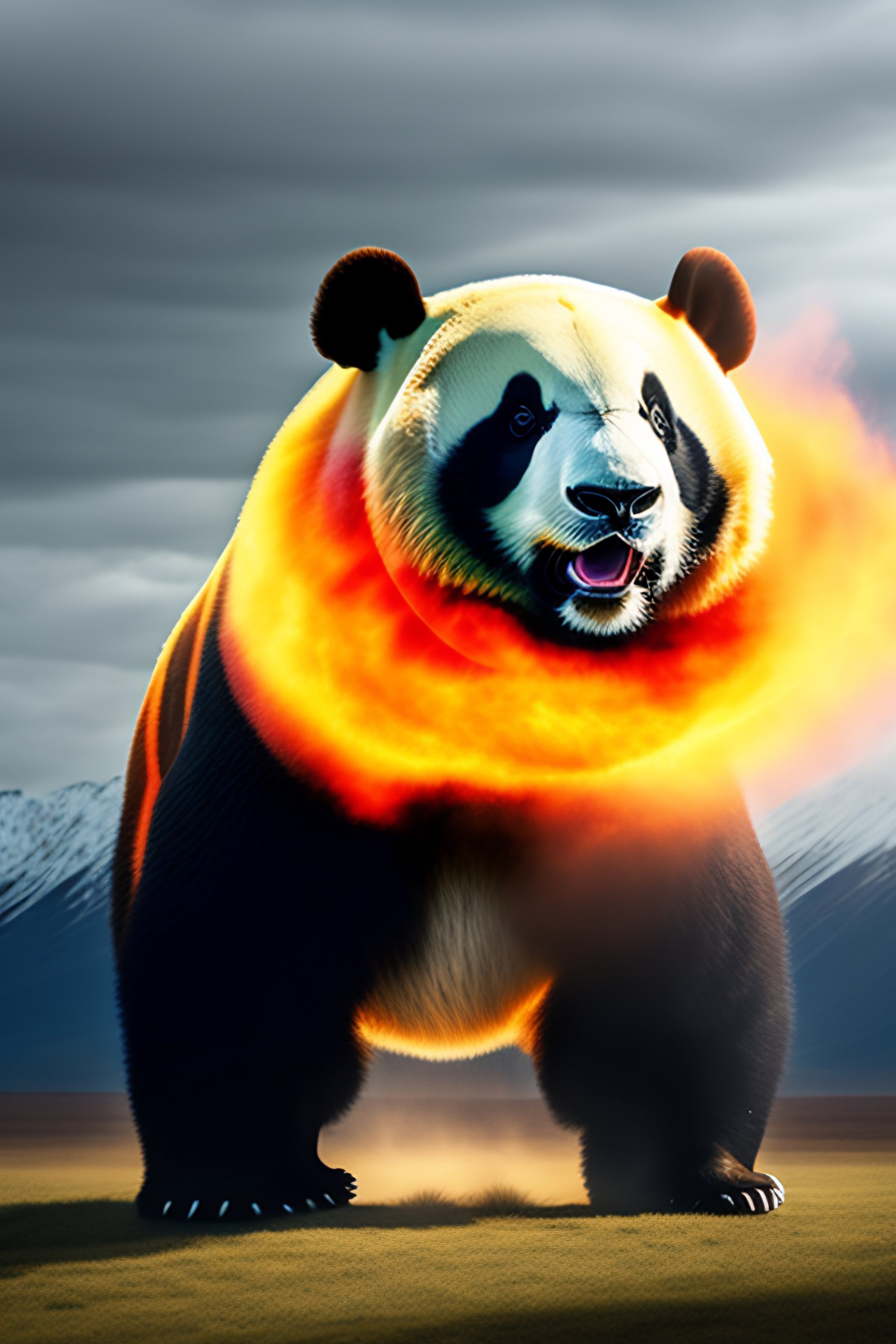 Lexica - Angry panda fire cloud