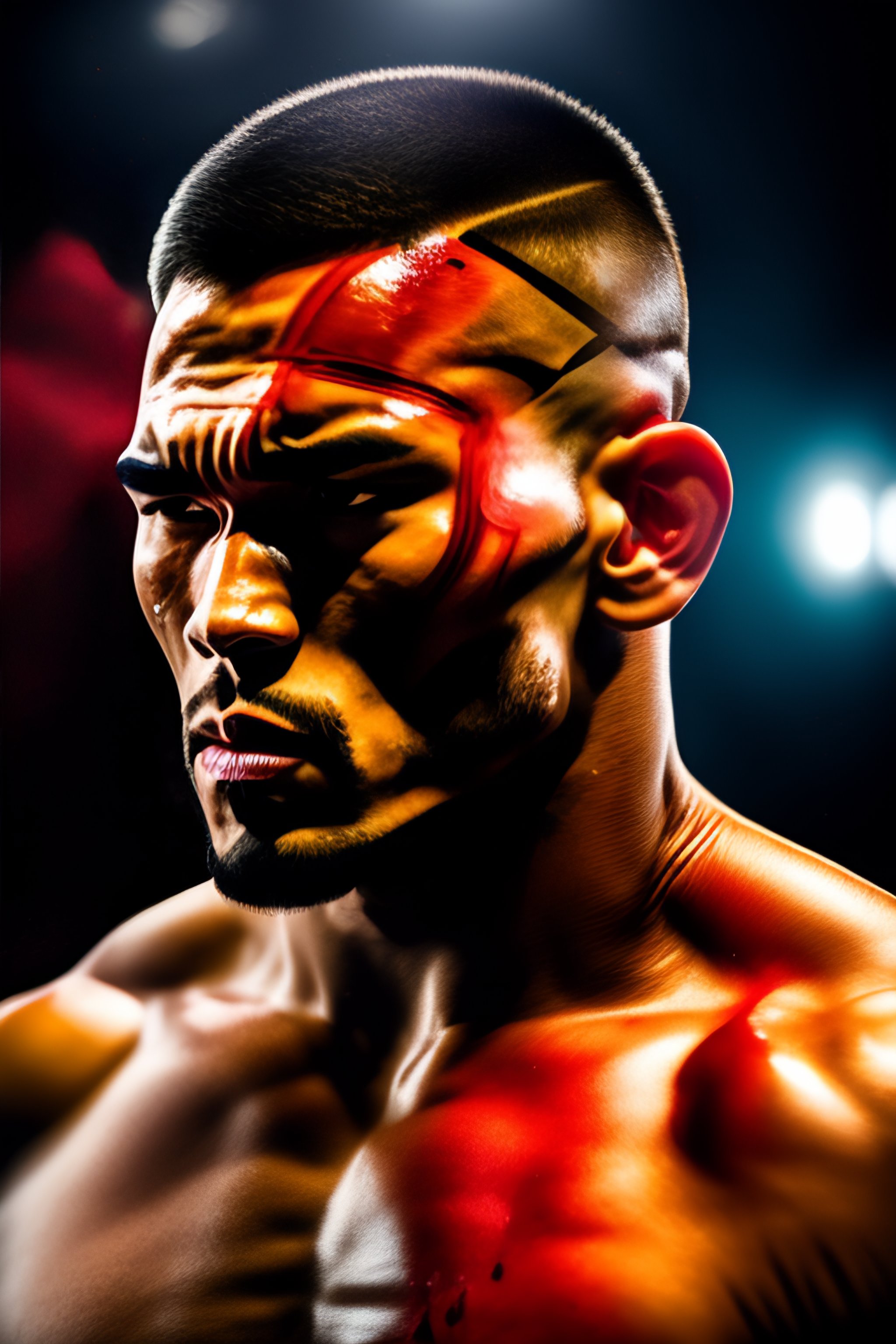 Lexica - Mixed martial art fighter winning with blood in his face