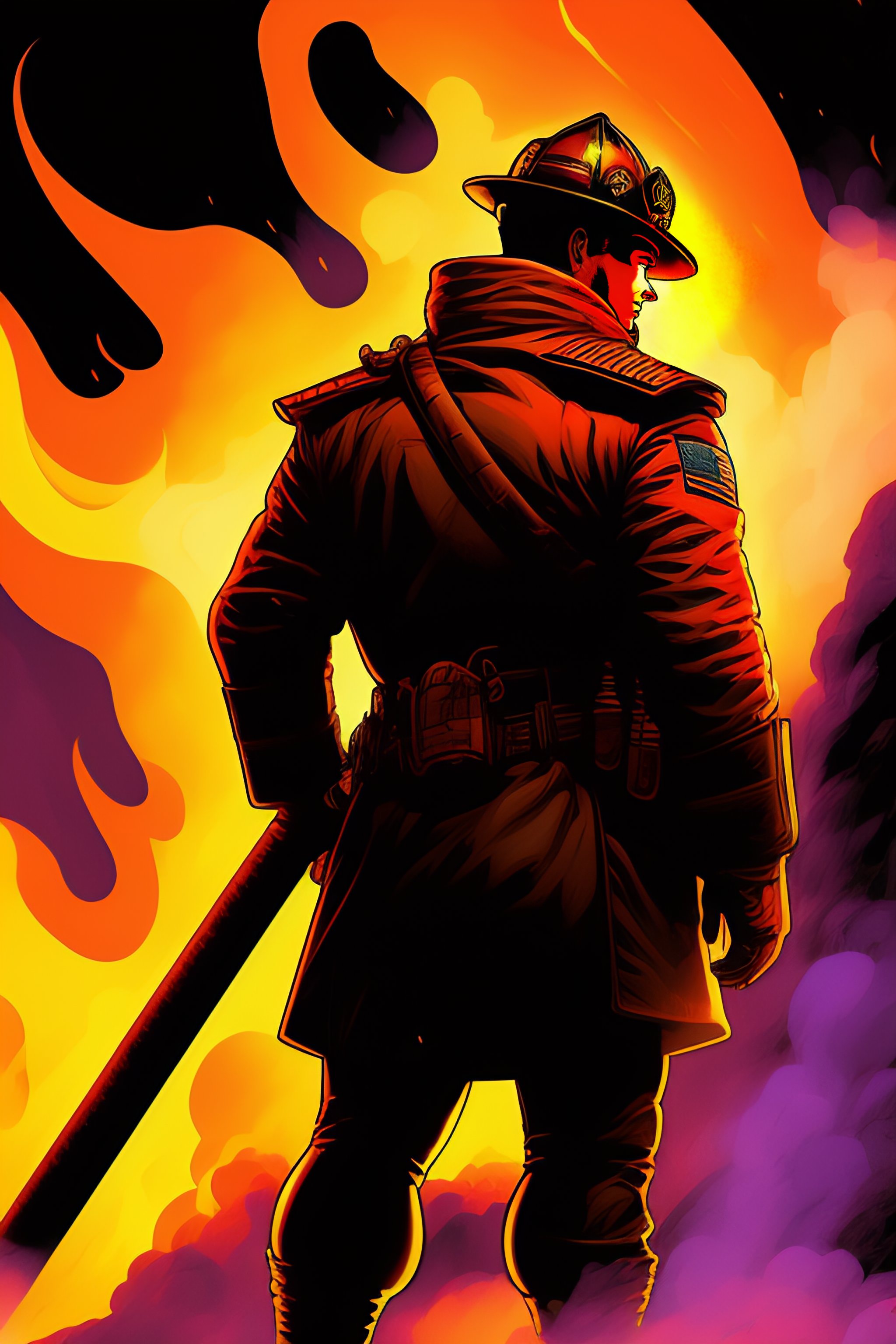 Lexica - Fireman in the style of Esad Ribic retro comic, grungy, dark,