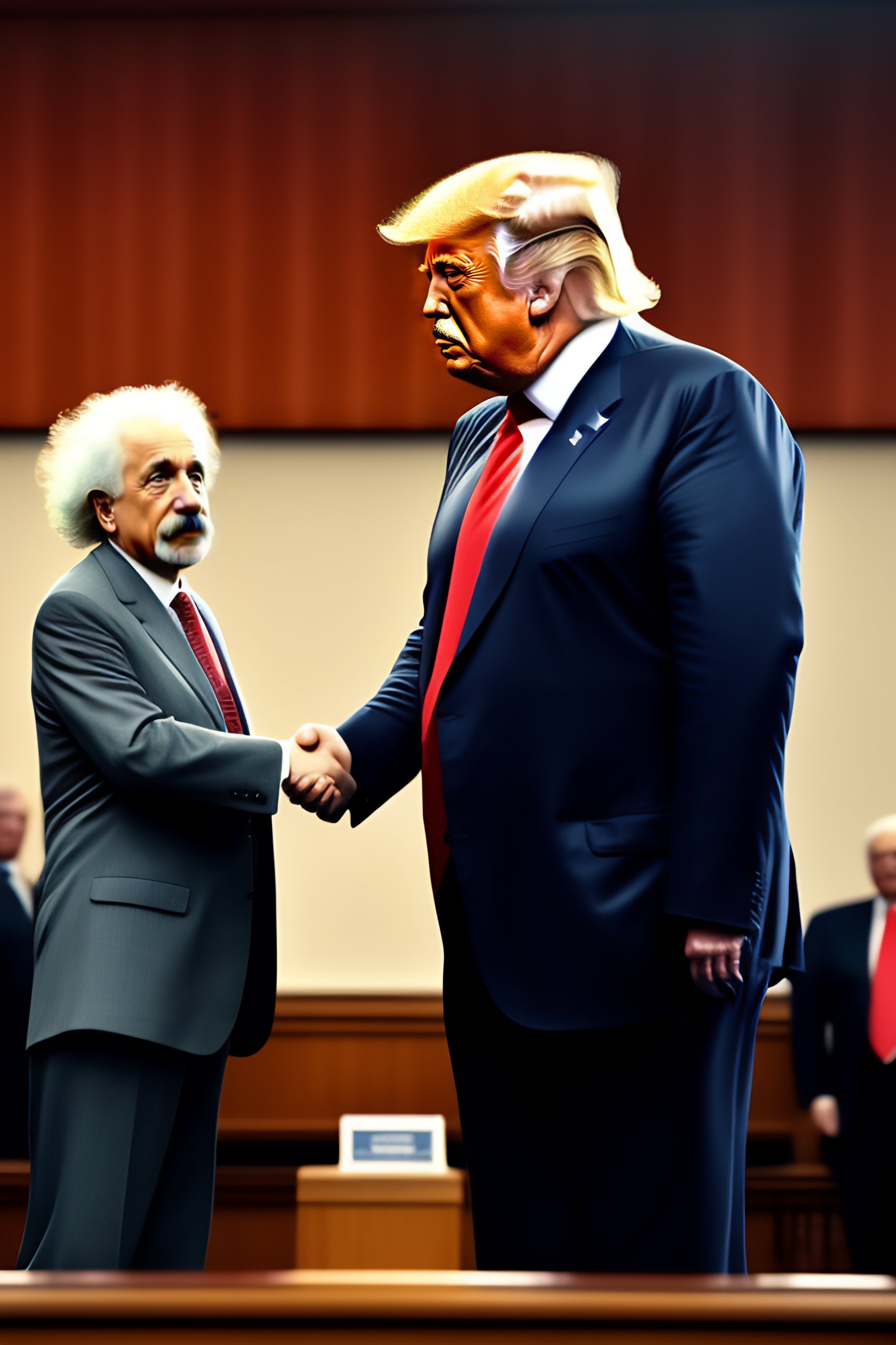 Lexica - Einstein shaking hands with trump