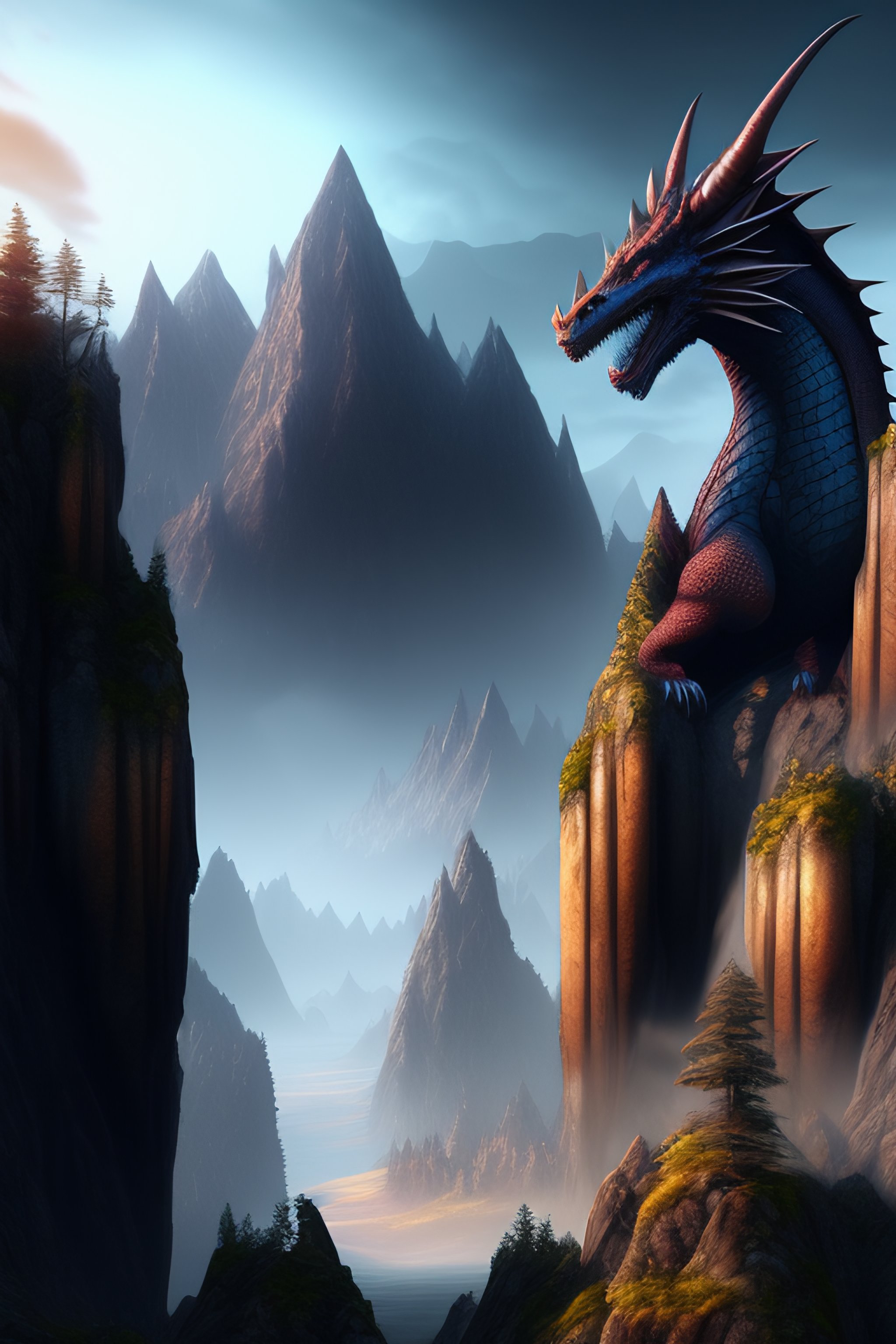 Lexica - A digital image of a realistic and terrifying dragon in a ...