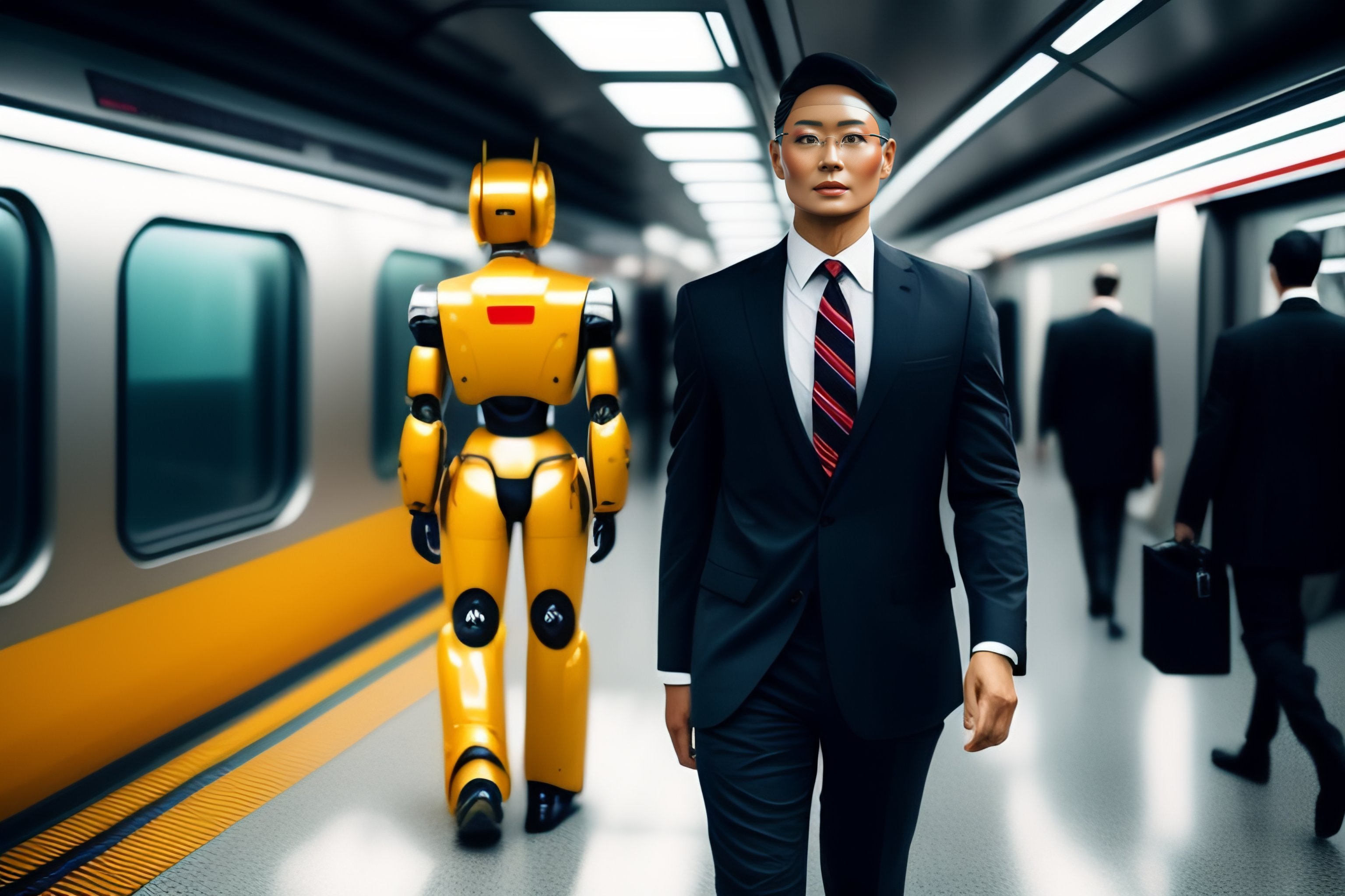 Lexica - A humanoid robot dressed as an office worker traveling on the ...