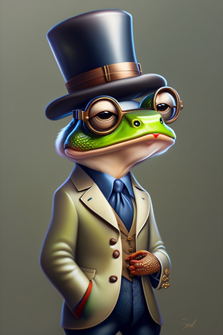 Lexica - Anthropomorphic frog with antique clothes human with frog head ...