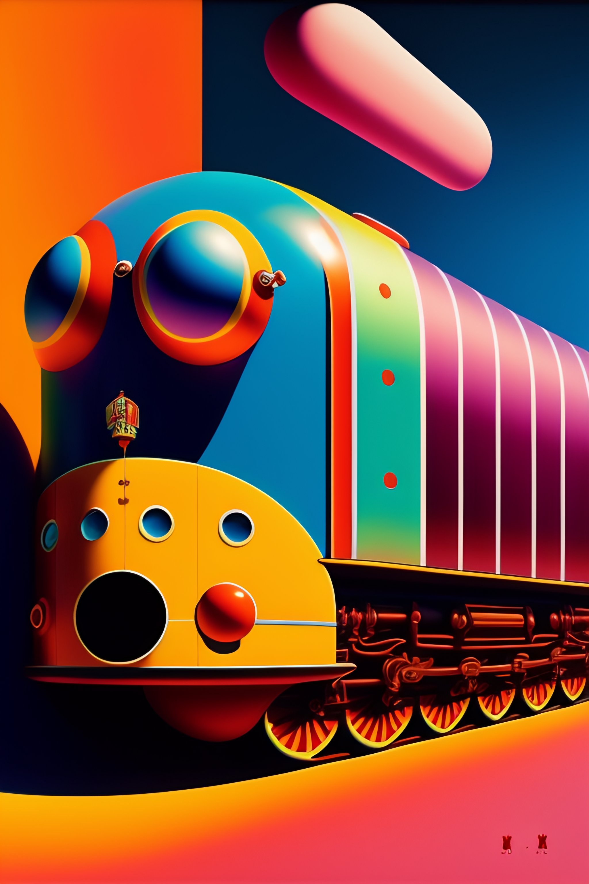 Lexica - Big abstract train in the style of kaws by james jean and ...