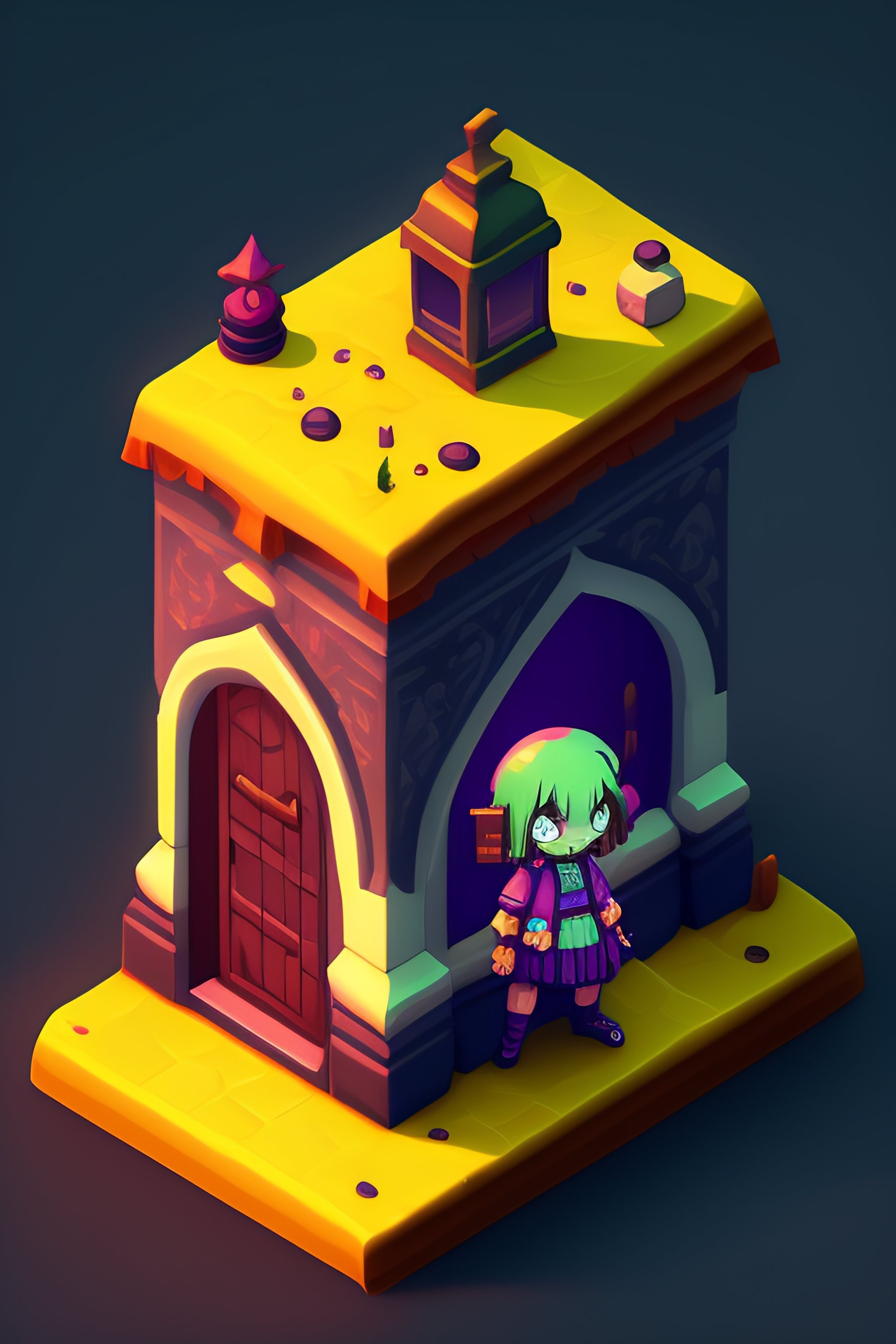 Lexica - Isometric render of a gross zombie character, Yomawari art style