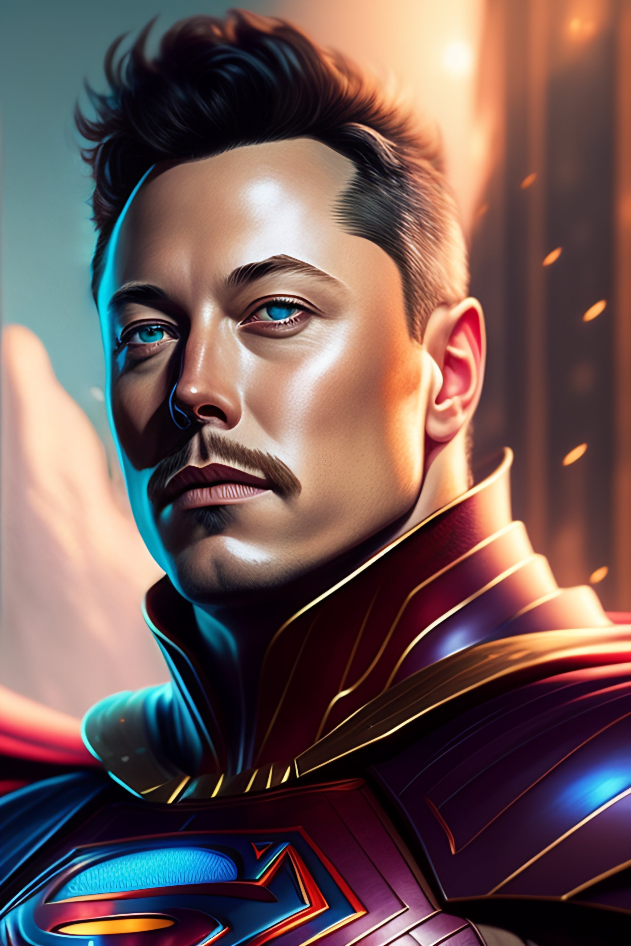 Lexica - Highly detailed portrait of elon musk , dressed as superman ...