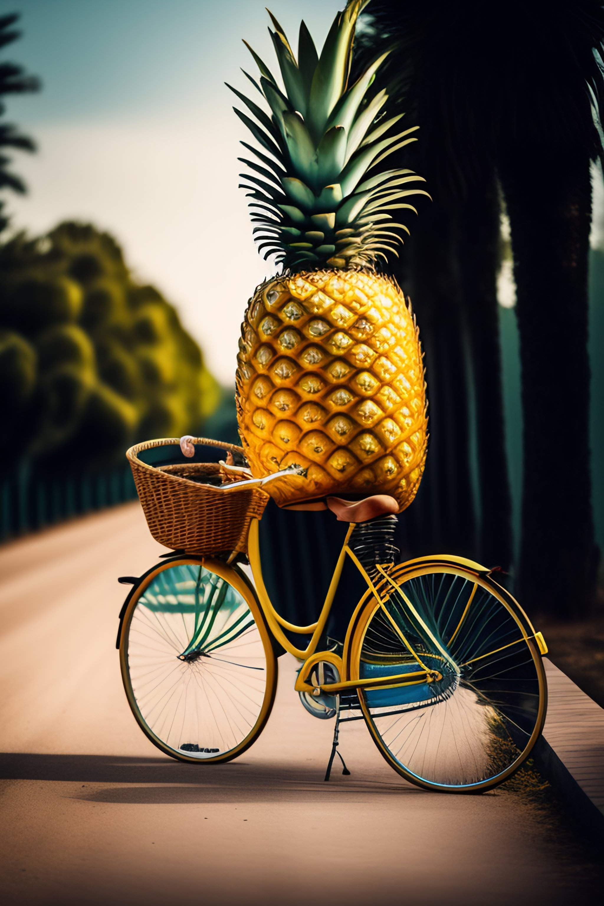 Lexica - Pineapple riding a bicycle