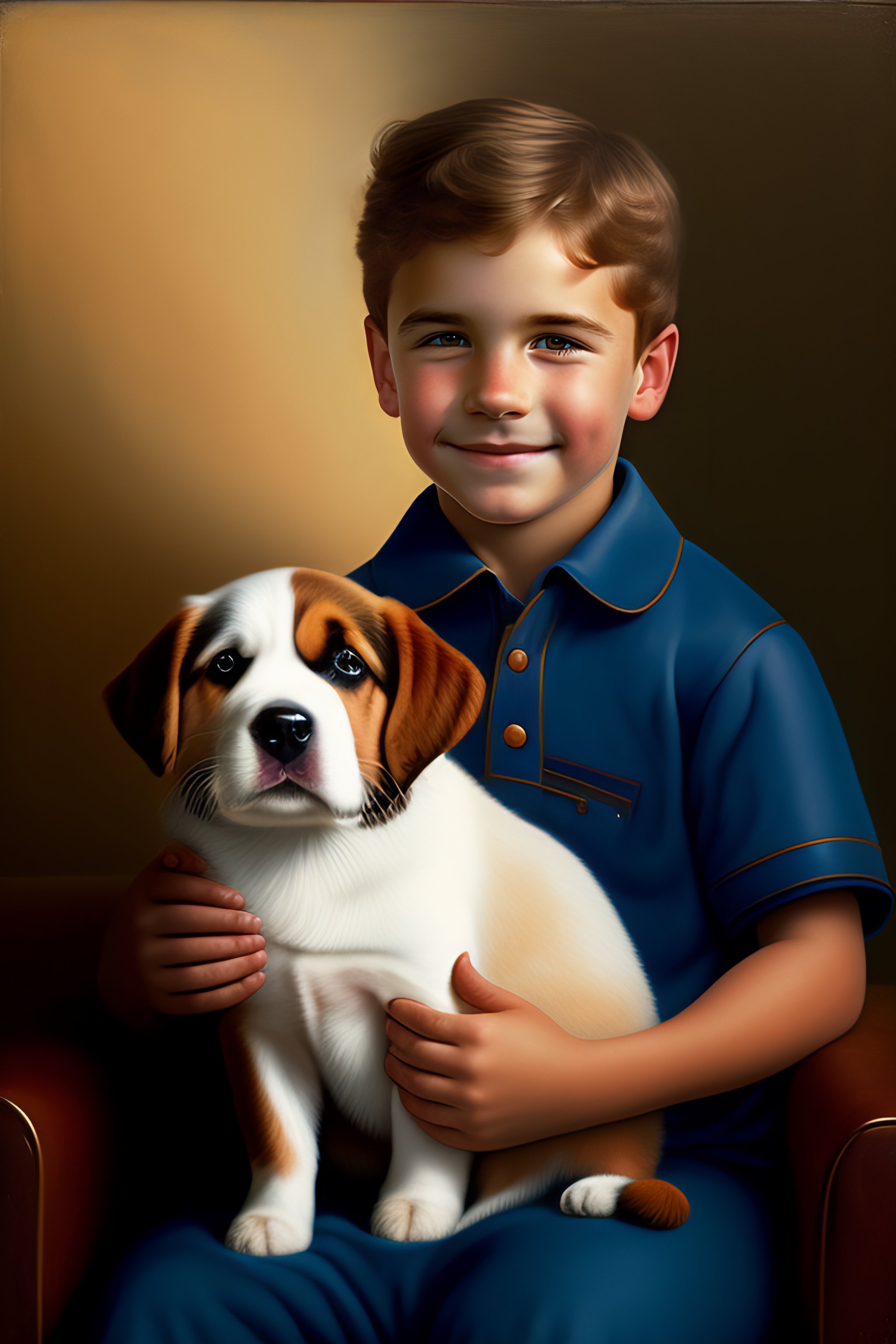 Lexica - Portrait of a boy with a puppy