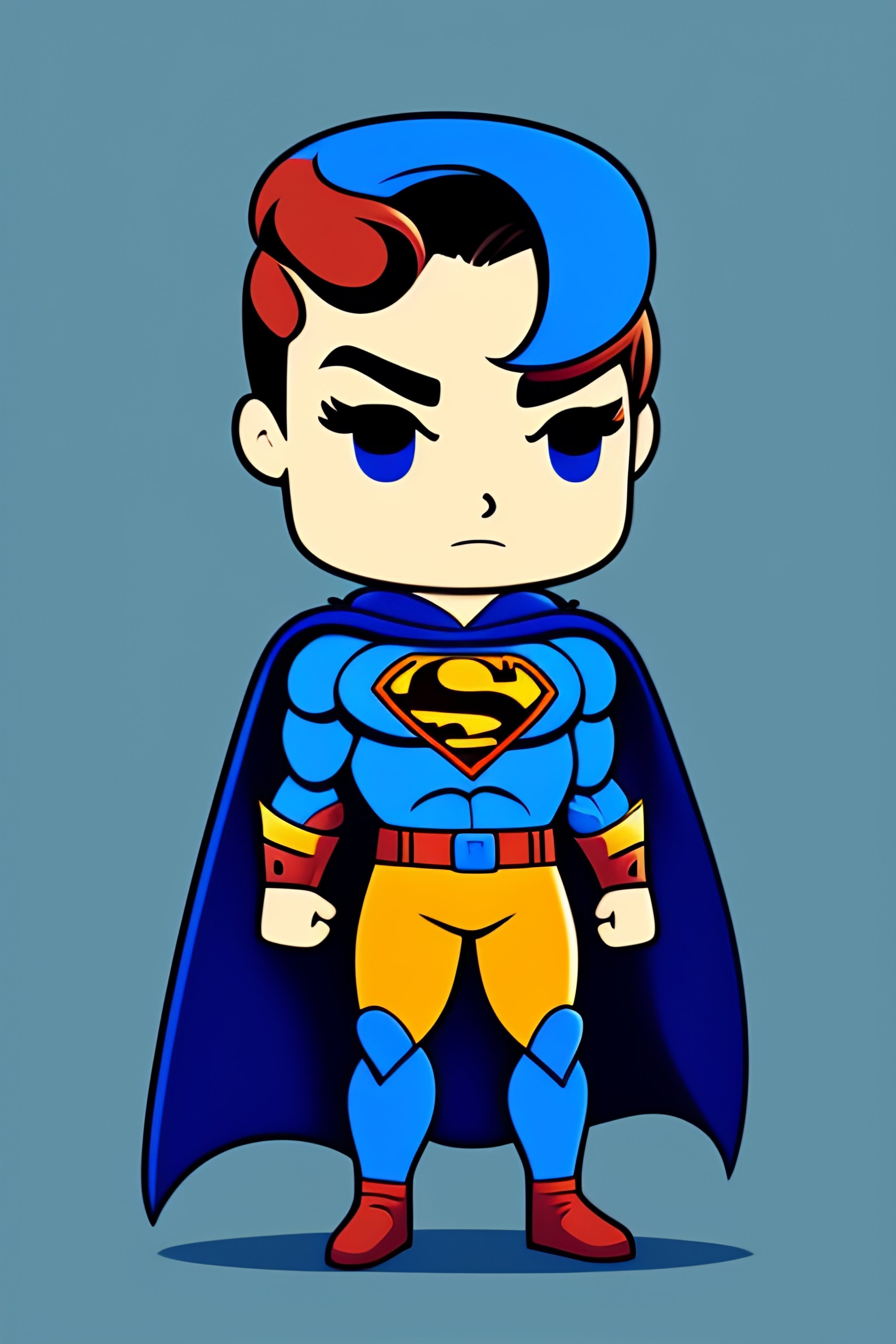 Lexica - Cute male 2d retro comic superhero with blue cape, 2d funko ...