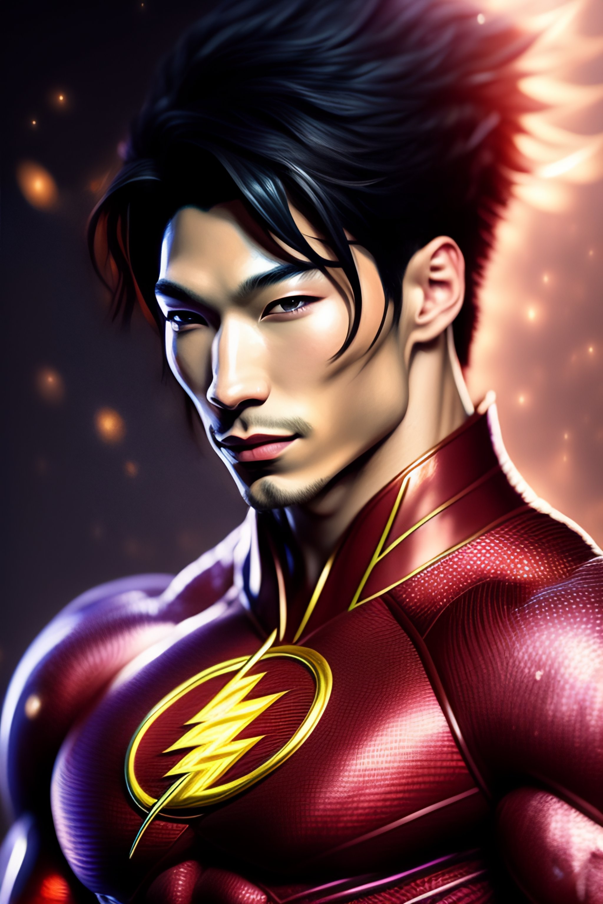 Lexica - Full body potrait of ezra miller as super muscular flash anime ...