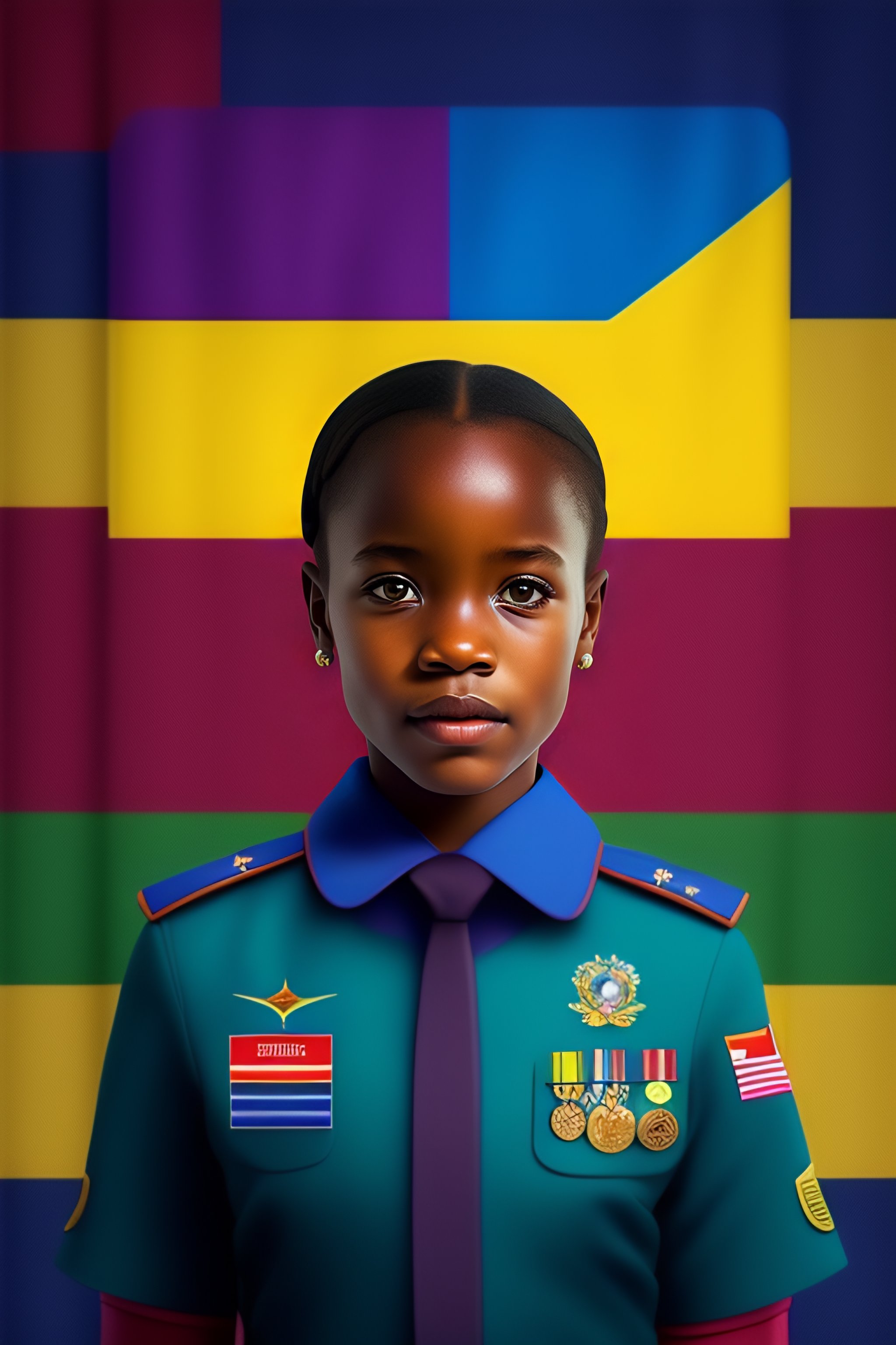 Lexica - Congolese rdc girl scout in uniform flag