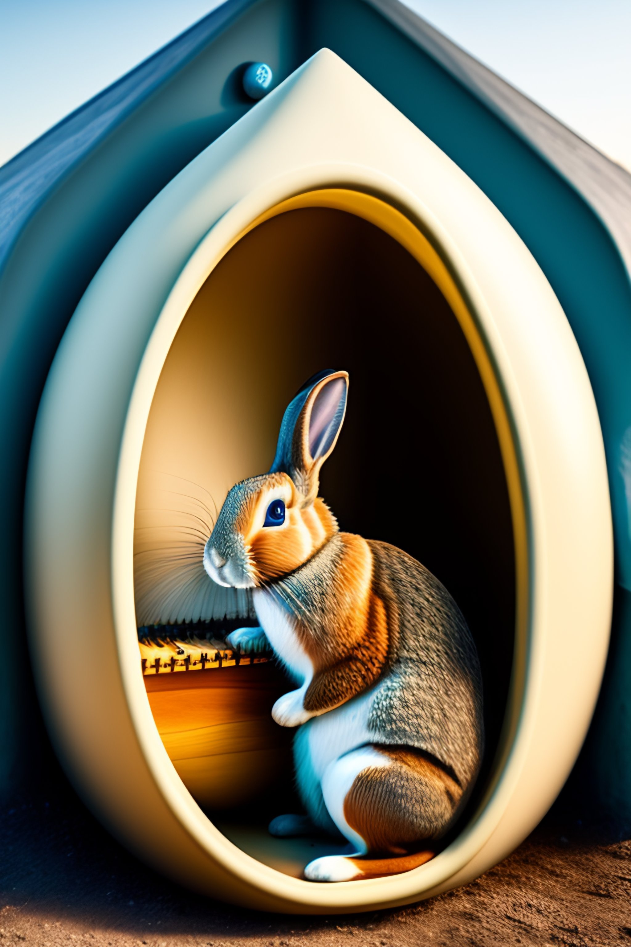 Lexica - Portrait of a rabbit playing a harp in an igloo