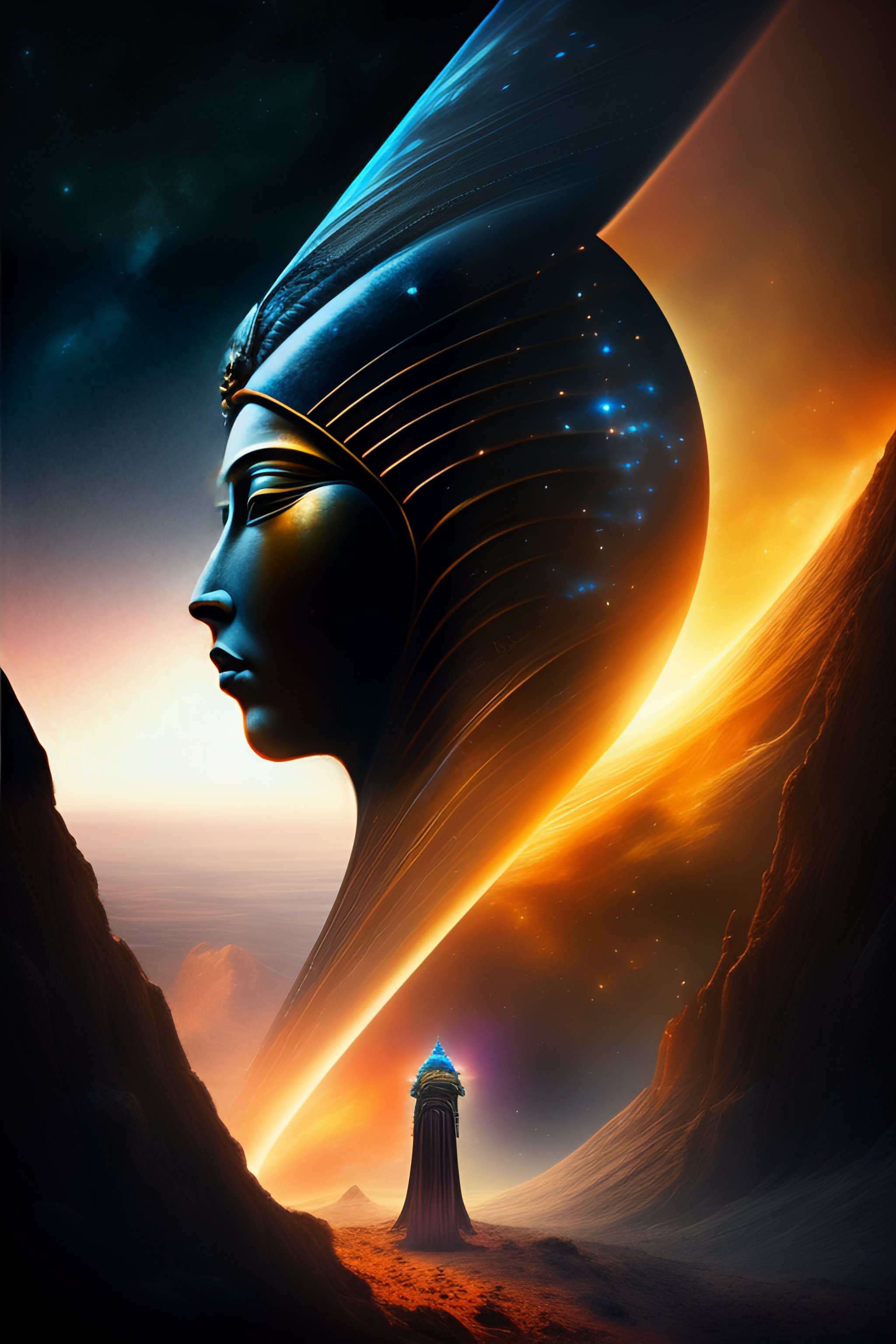 Lexica - Ancient alien, face, deep space, dark, spaceship, futuristic ...